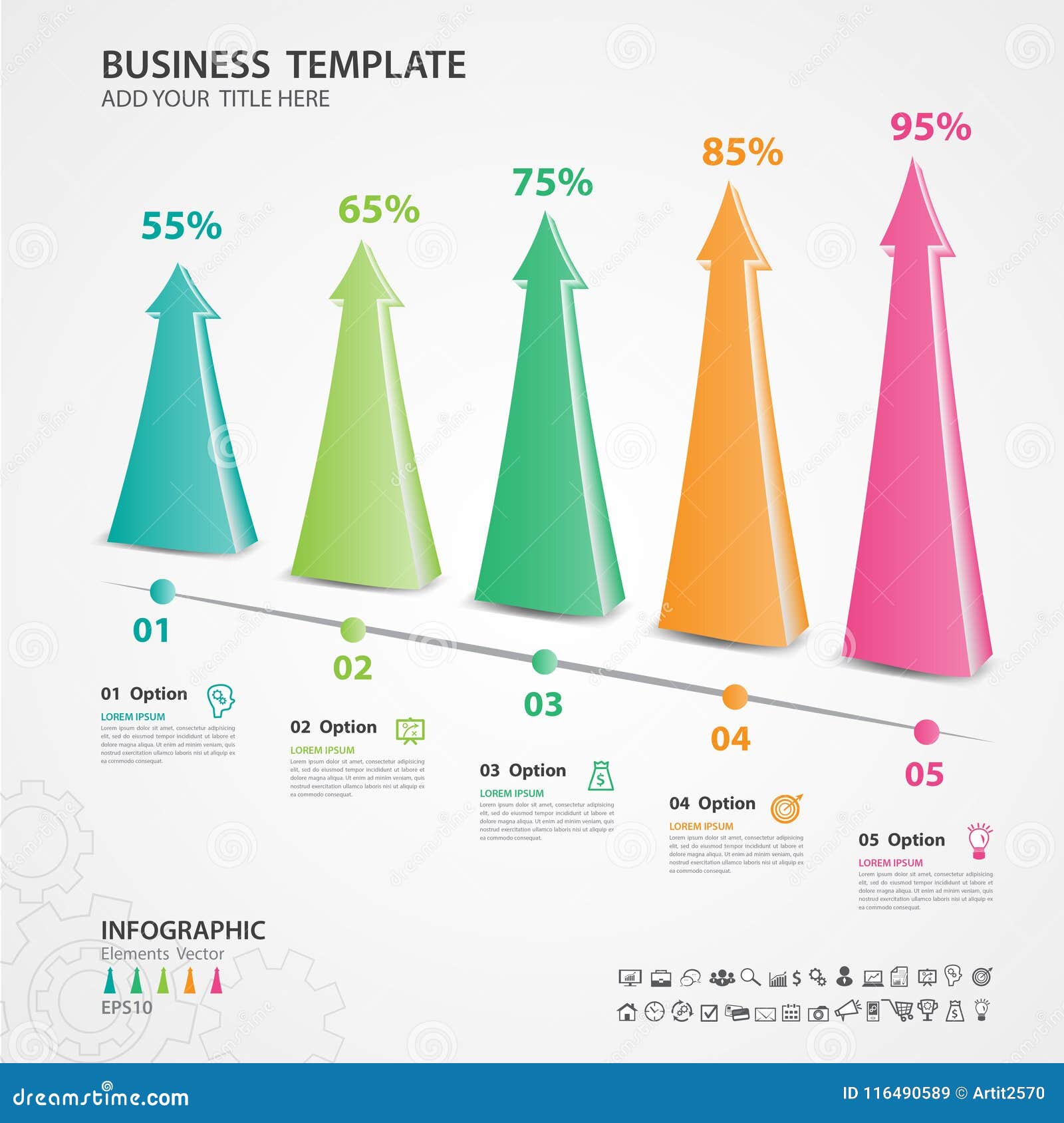 Abstract Infographics Number Options Template, Chart, Graph, Timeline ...