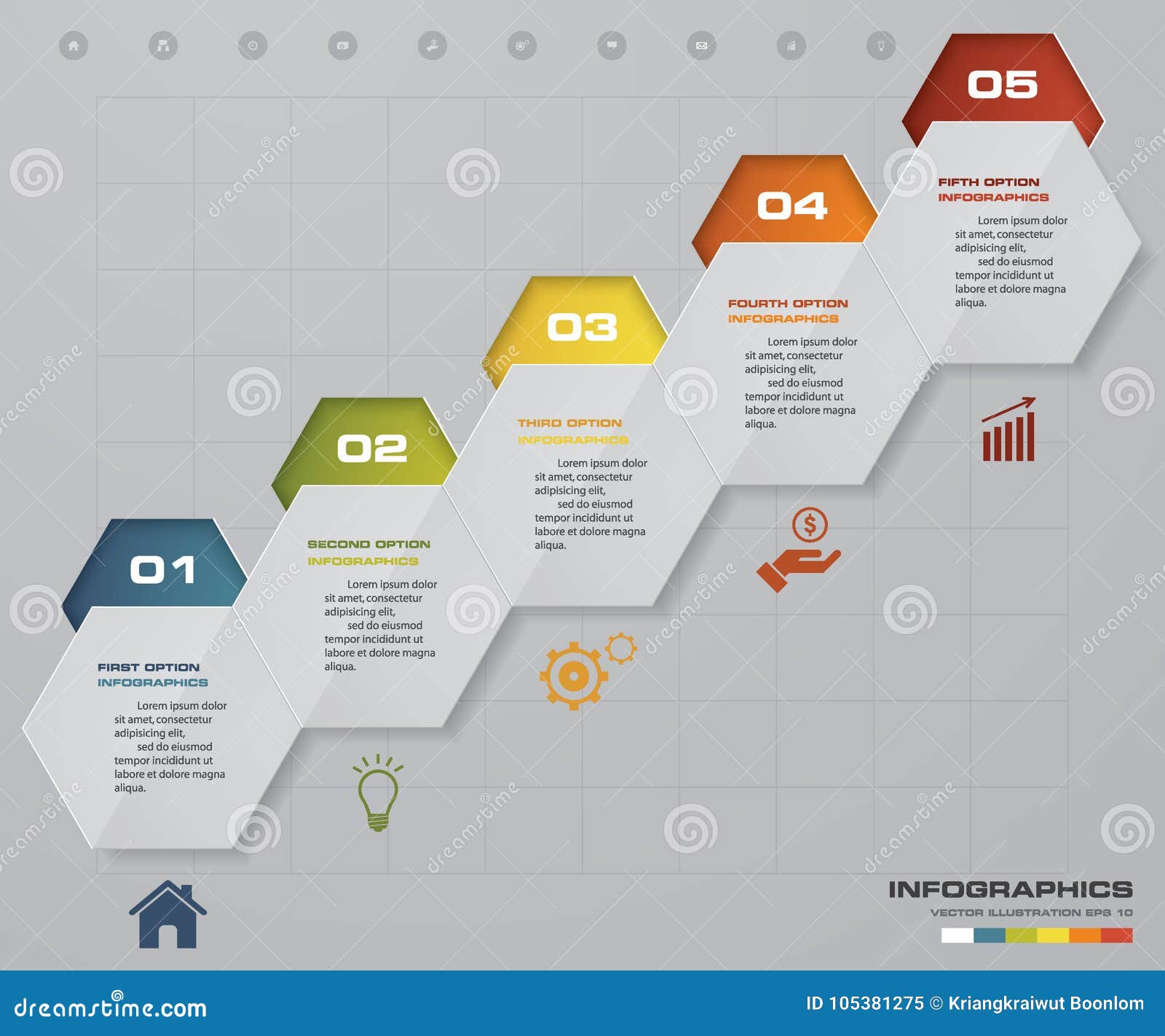 Abstract Infographics 5 Steps Banner Design Elements. 5 Step Layout ...