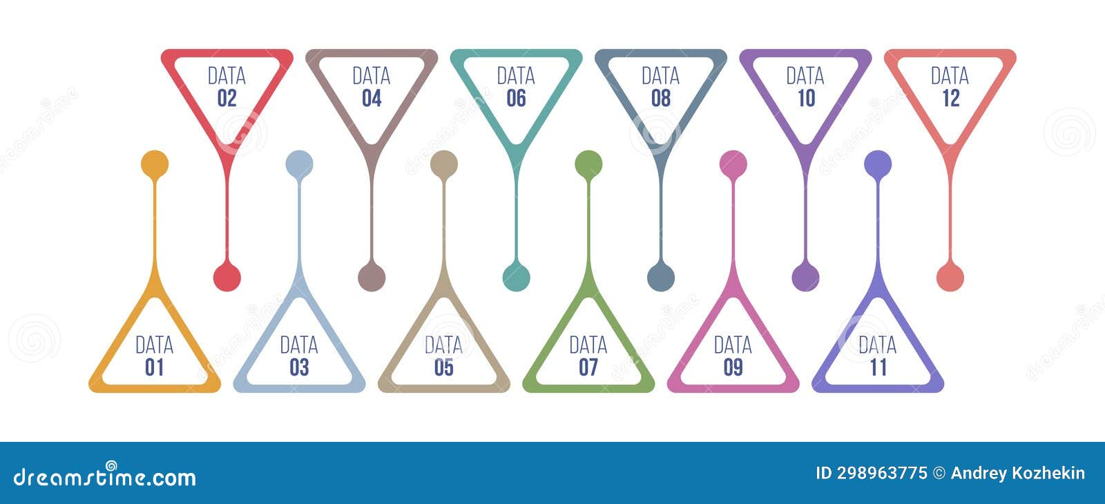 Abstract Infographics Vector Template with 12 Triangular Color Elements ...