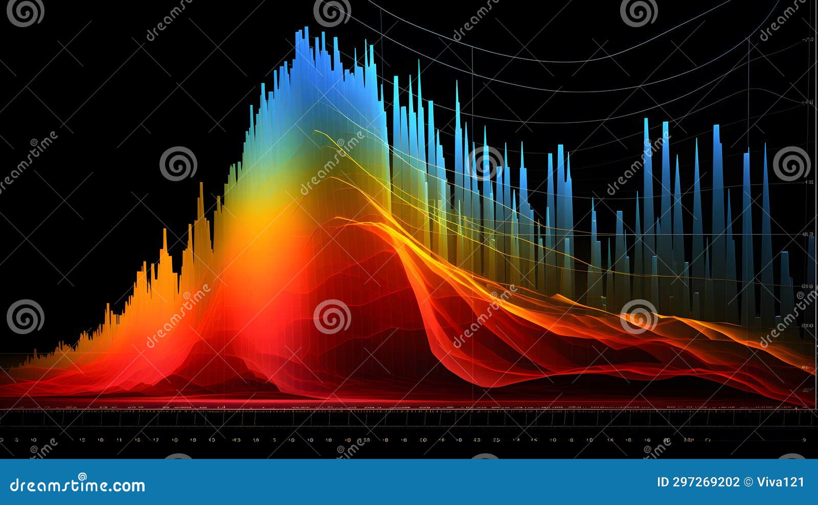 3D Colorful Graph Isolated on Dark Background. Stock Illustration ...
