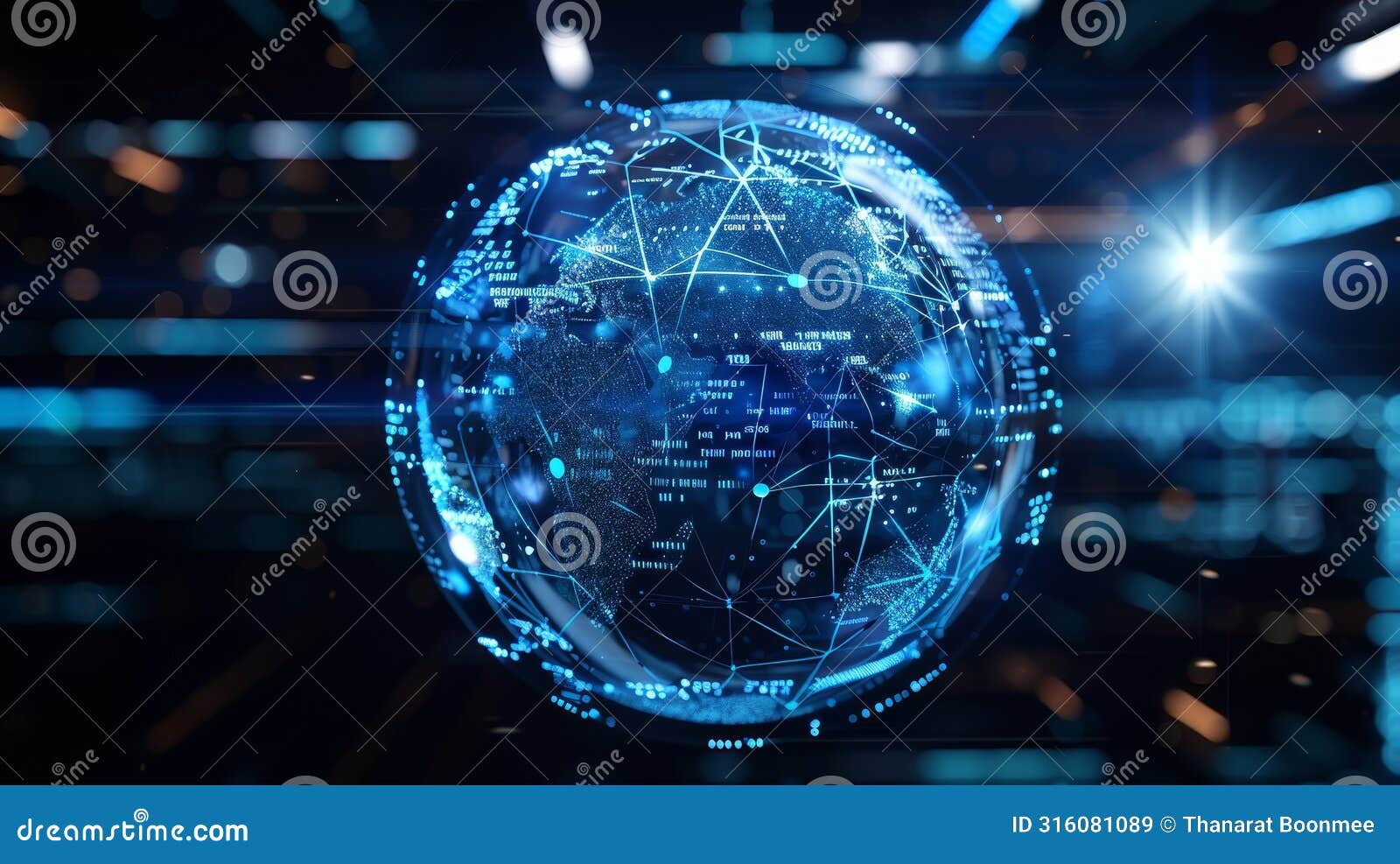 An Abstract Information Sphere Depicting a Globe with Ripples and Data ...