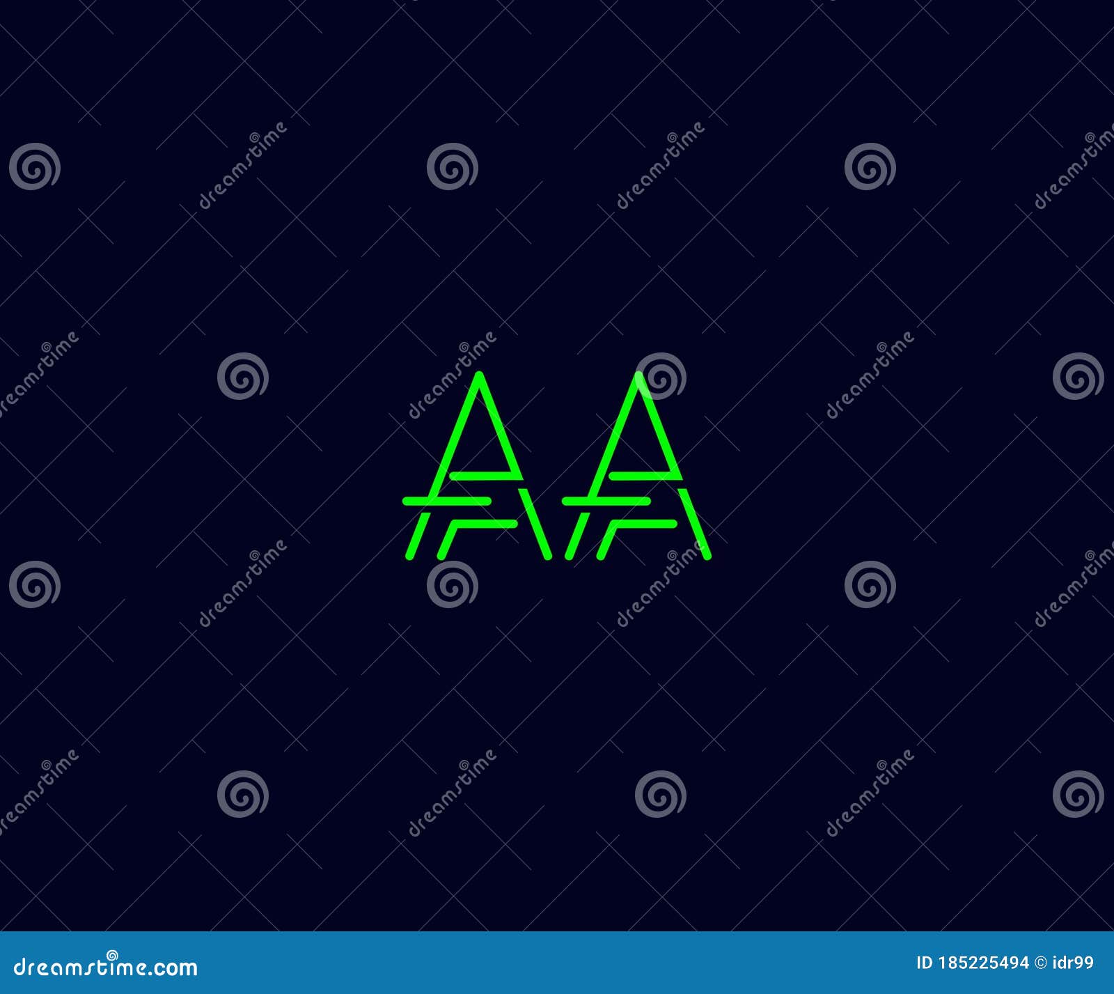 Abstract Initial AA Letter with Flat Linear Neon Style Retro Stock ...