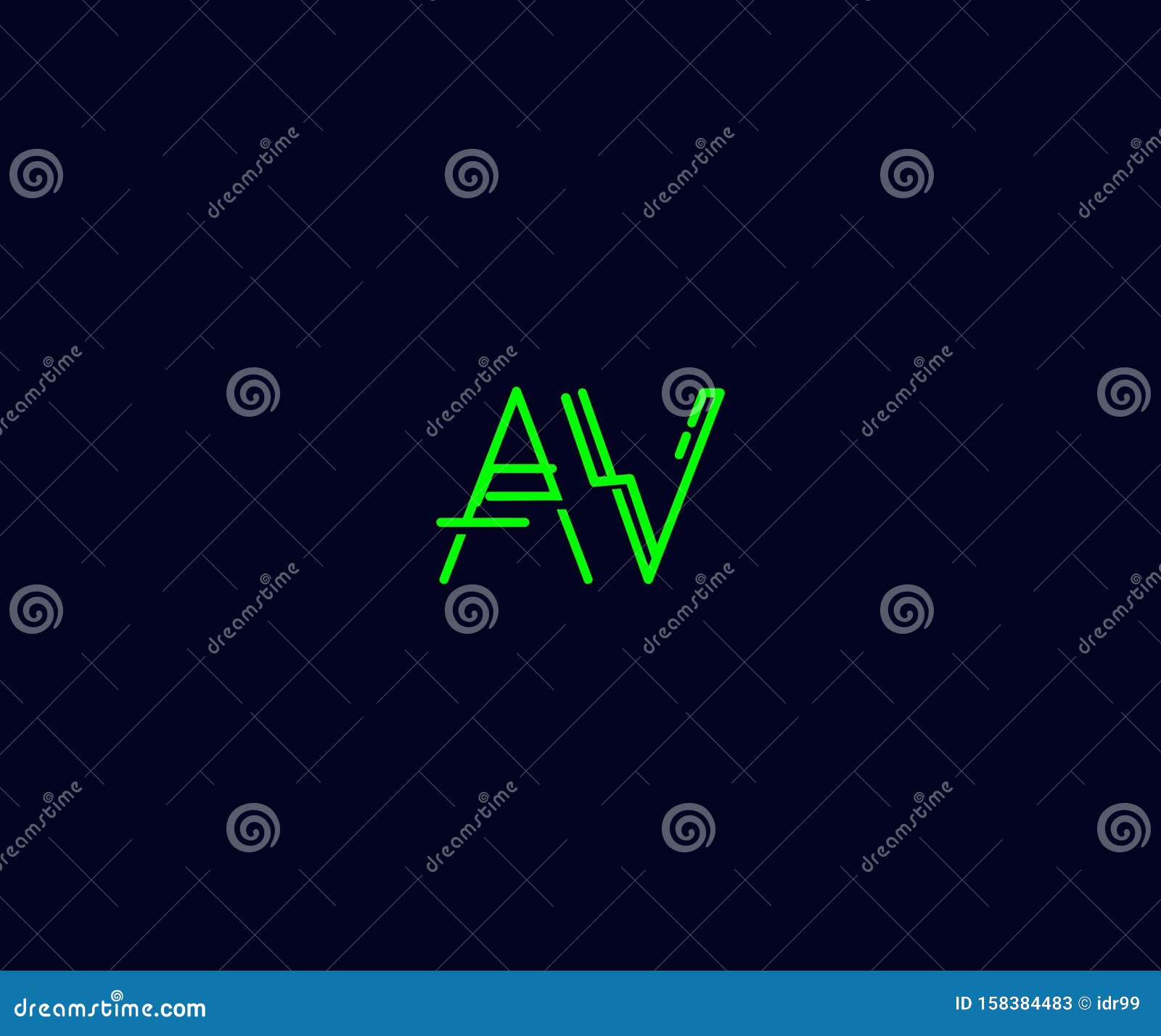 Abstract Initial AV Letter with Flat Linear Neon Style Retro Logotype ...