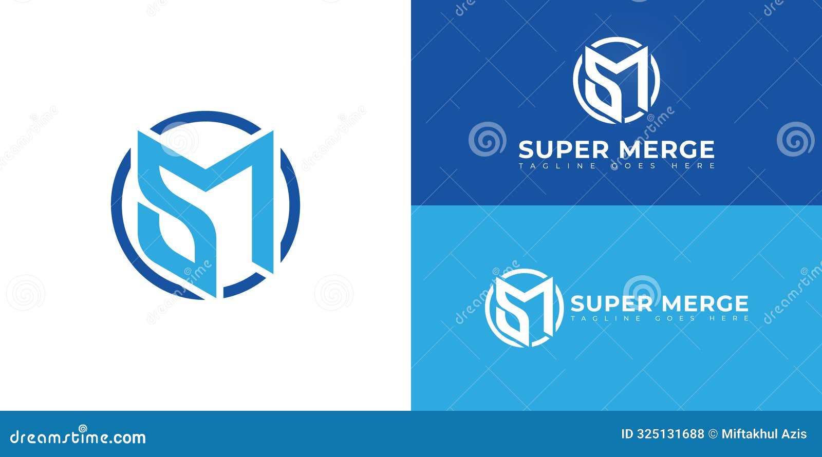 Abstract Initial Circle Letters SM or MS Logo in Blue Color Isolated on ...