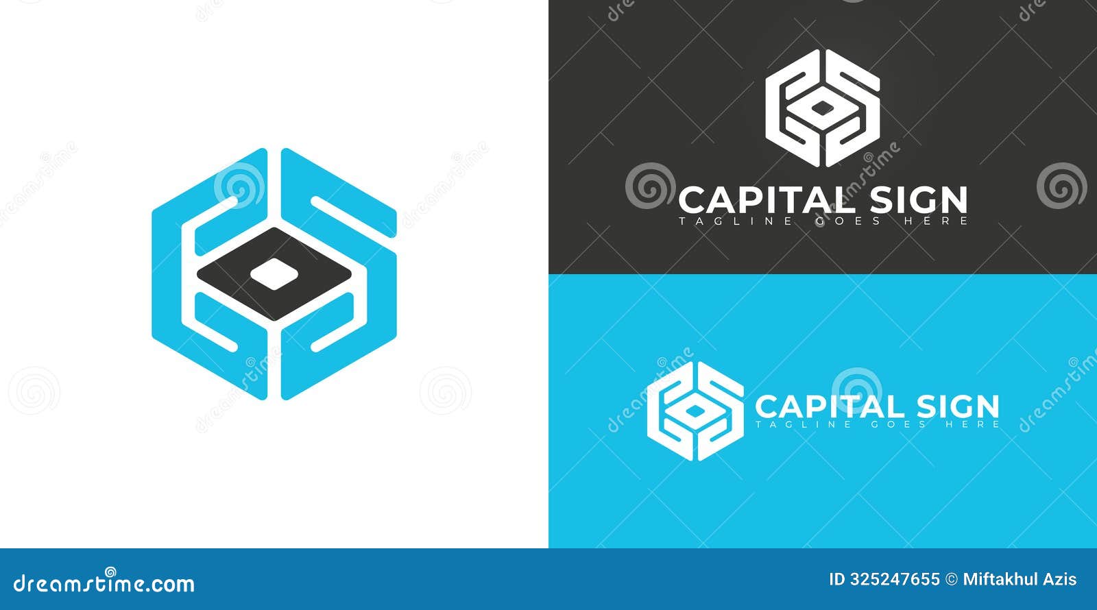 Abstract Initial Hexagon Letter CS or SC Logo in Blue Color Isolated on ...