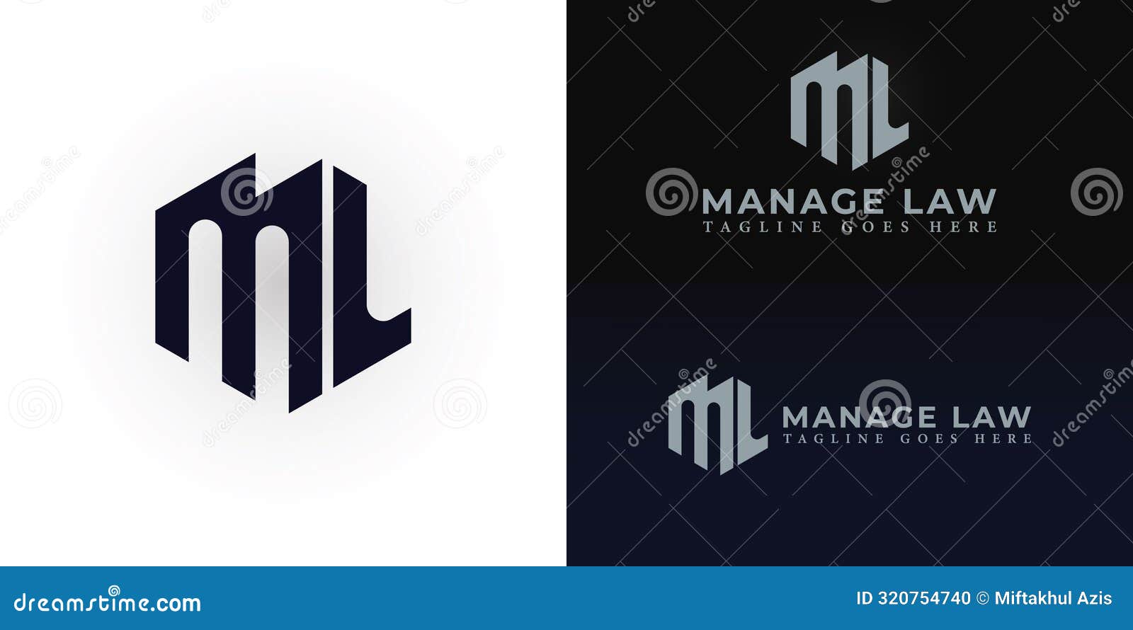 Abstract Initial Hexagon Letters ML or LM Logo in Deep Blue Color ...