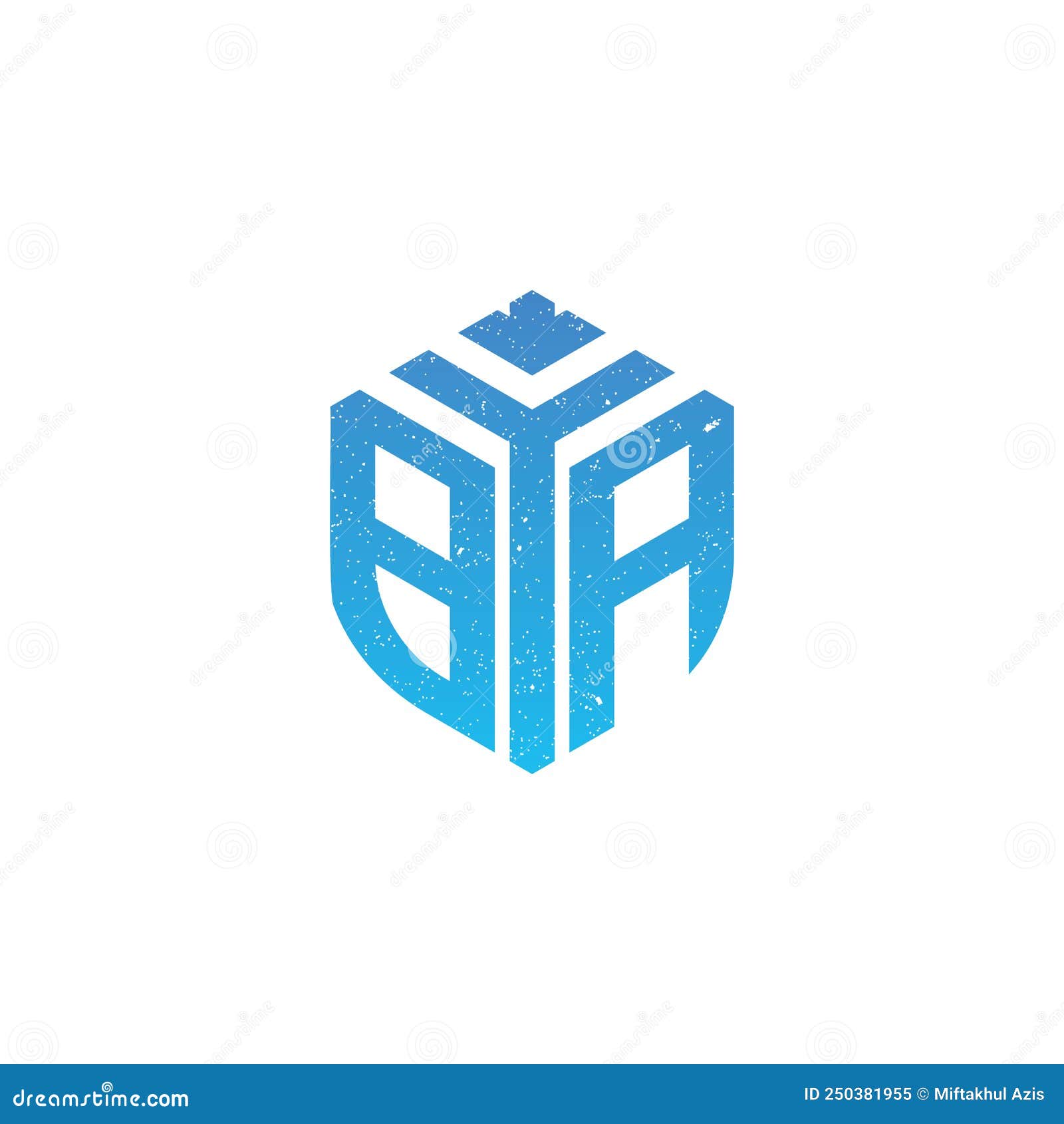 Abstract Initial Letter BA Logo in Blue Color Isolated in White ...