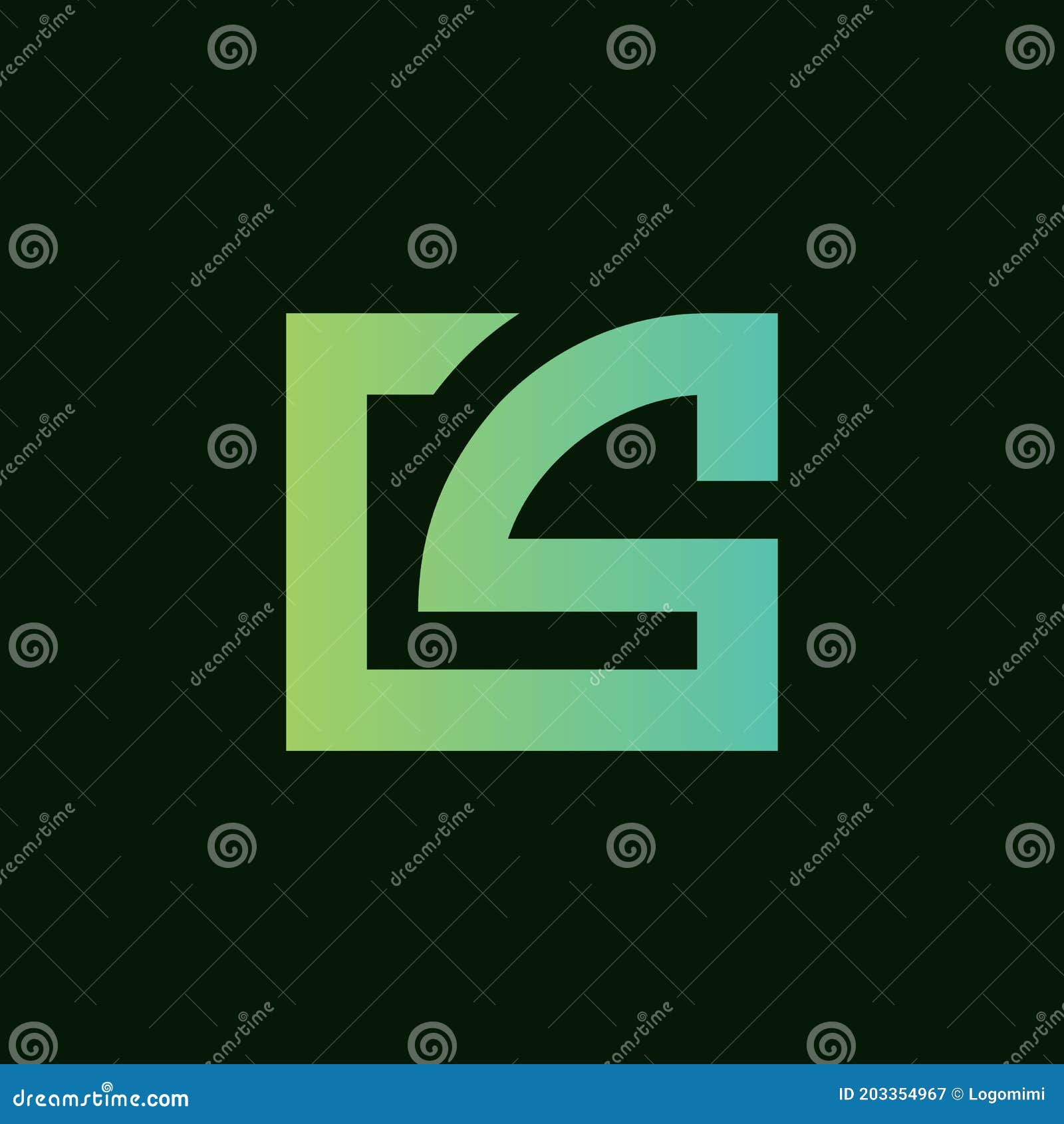 Abstract Initial Letter CS or SC Logo, Rectangle Shape Monogram, Flat ...