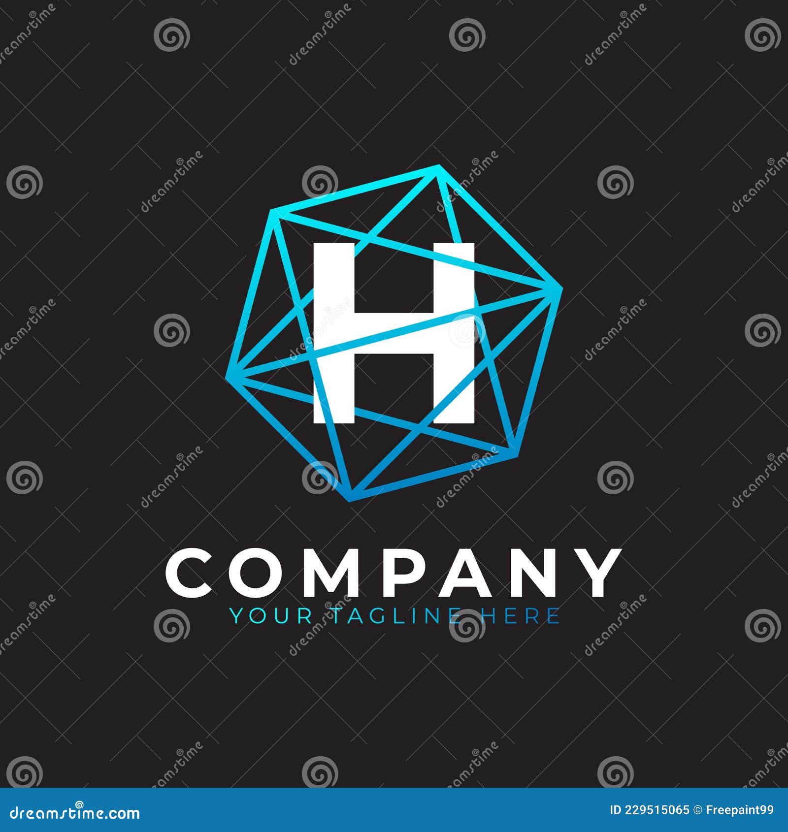 Abstract Initial Letter H Inside Linked Polygon Connect Network Logo ...