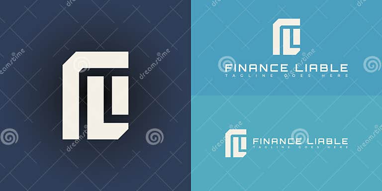Abstract Initial Rectangle Letter FL or LF Logo in White Color Isolated ...