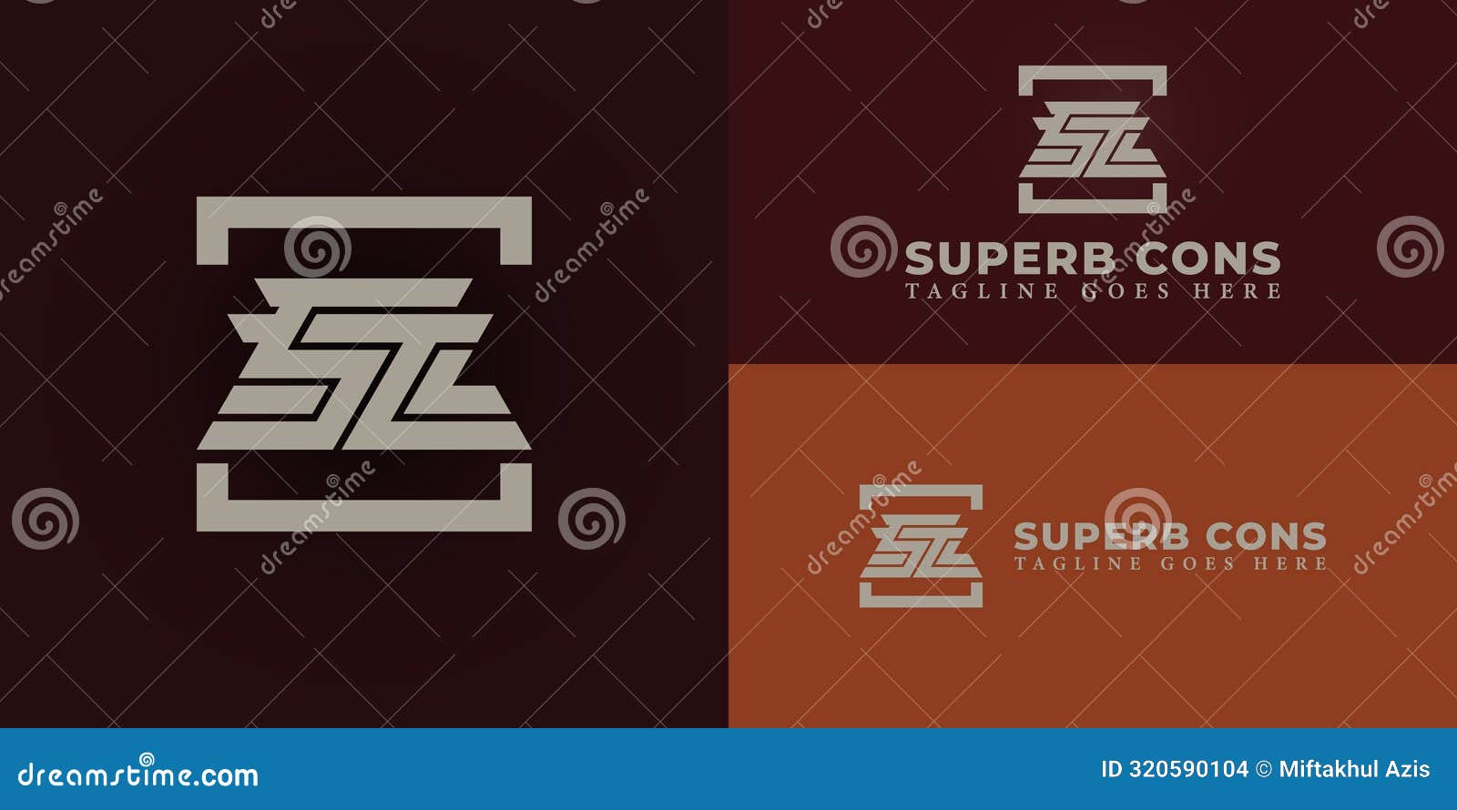 Abstract Initial Square Letter SC or CS Logo in Luxury Gold Color ...