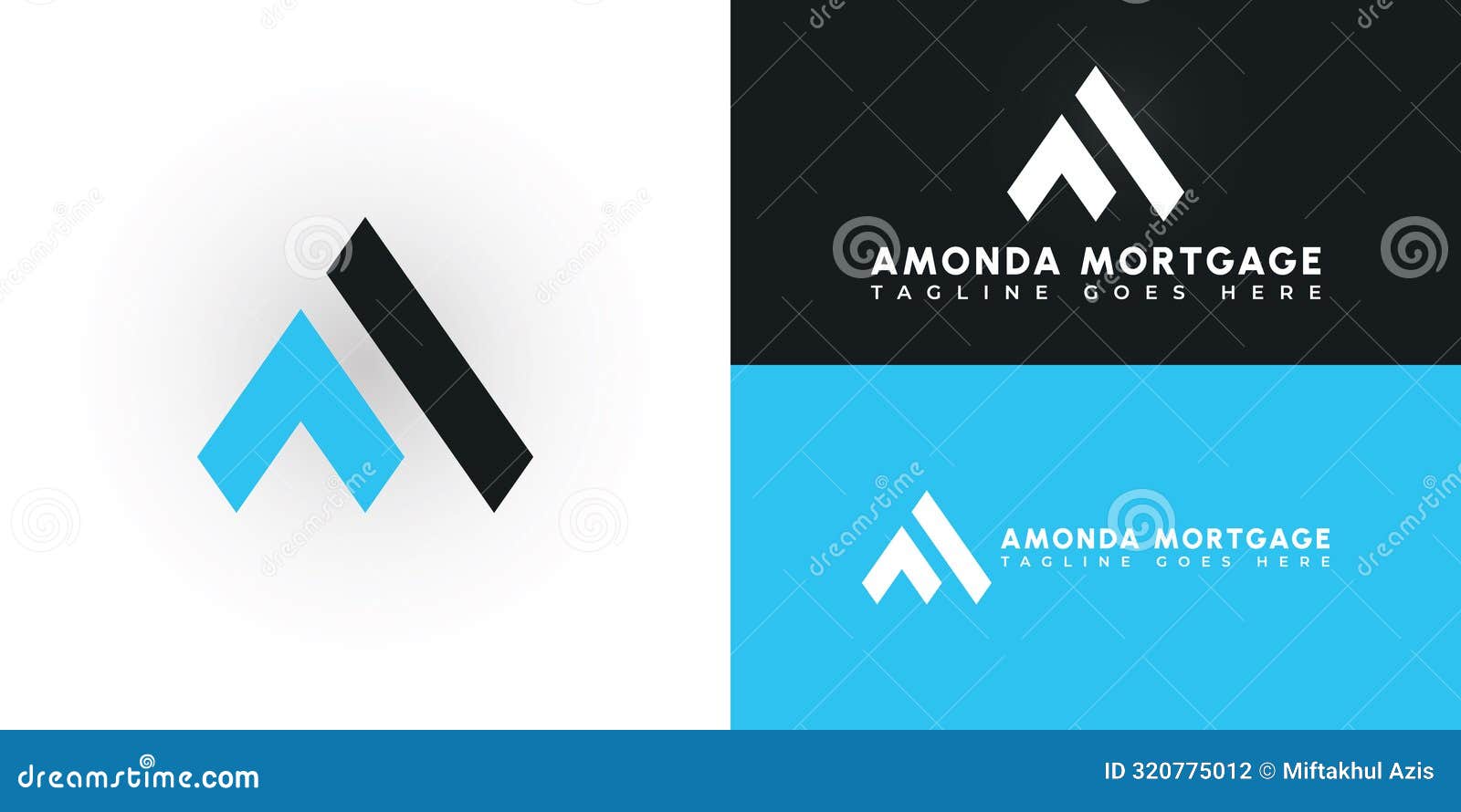 Abstract Initial Triangle Letters AM Or MA Logo In Blue-black Color ...