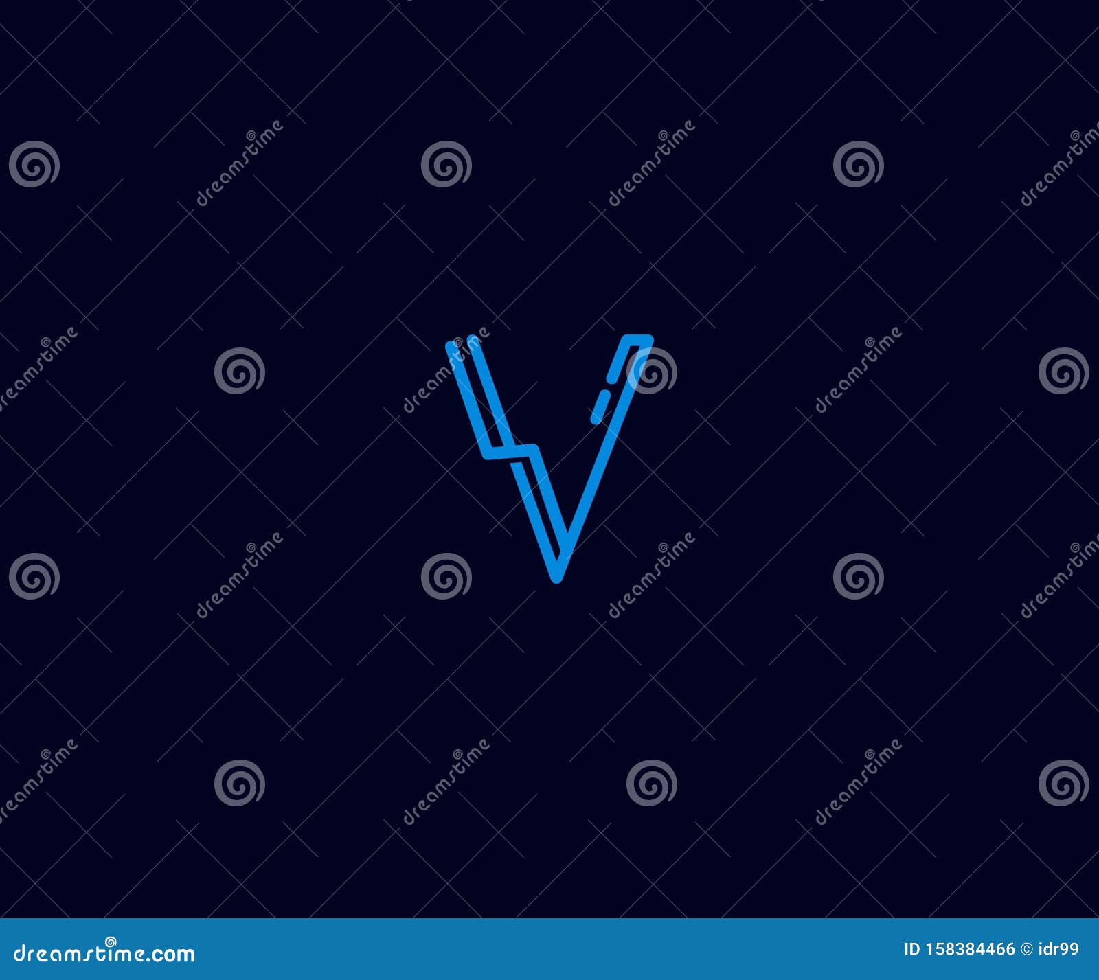 Abstract Initial V Letter with Flat Linear Neon Style Retro Logotype ...