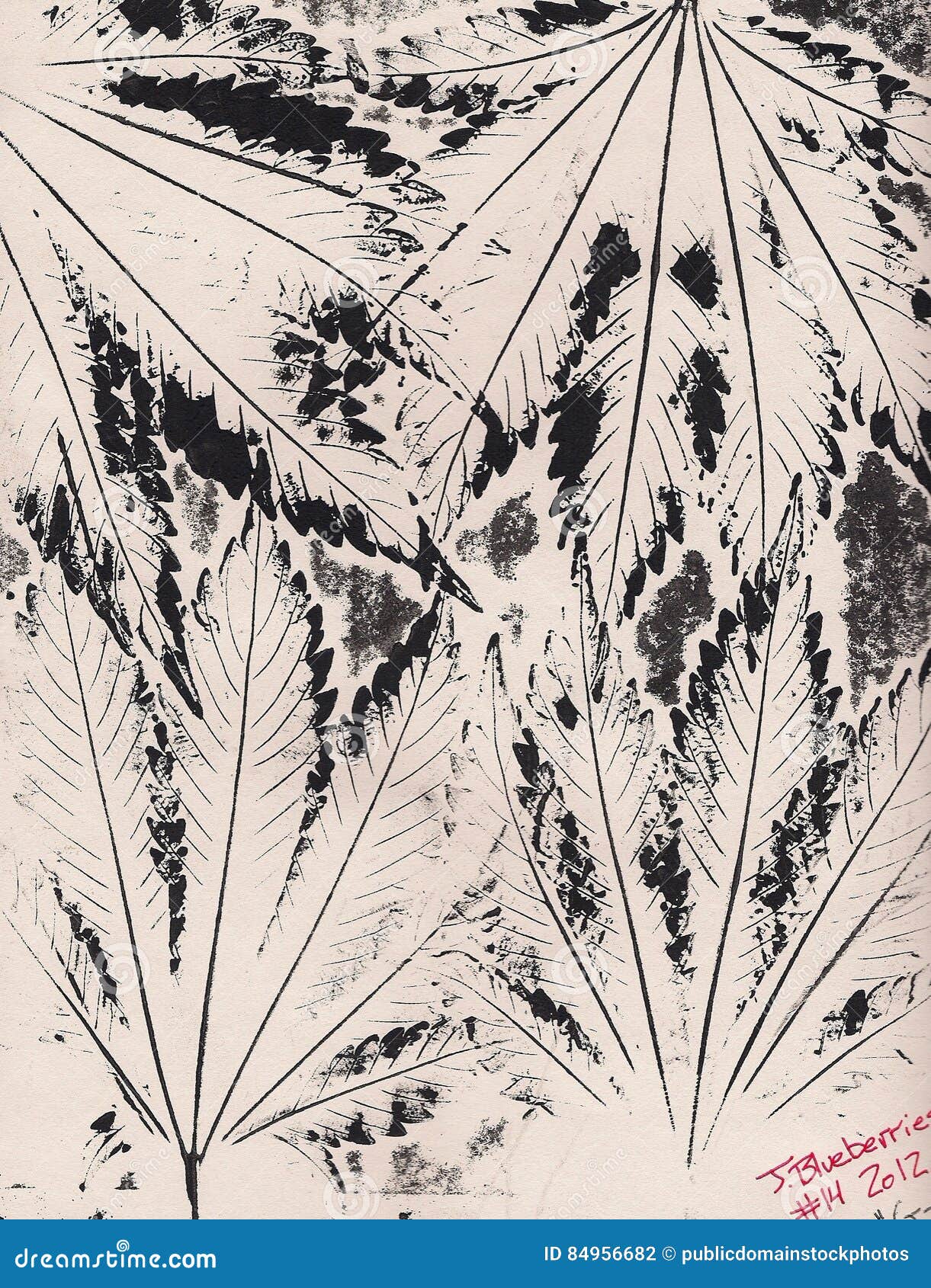Abstract Ink Leaf Drawing Picture. Image: 84956682
