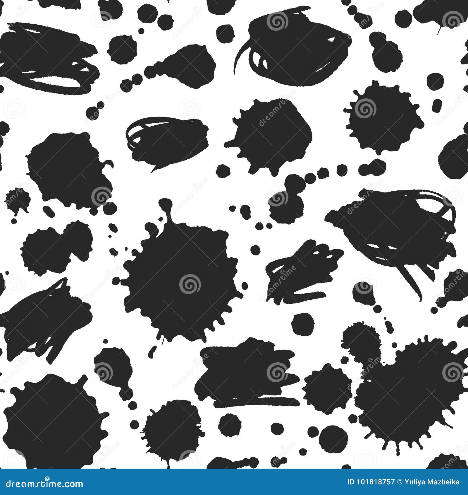 Abstract Ink Scribbles and Blots Pattern Stock Vector - Illustration of ...