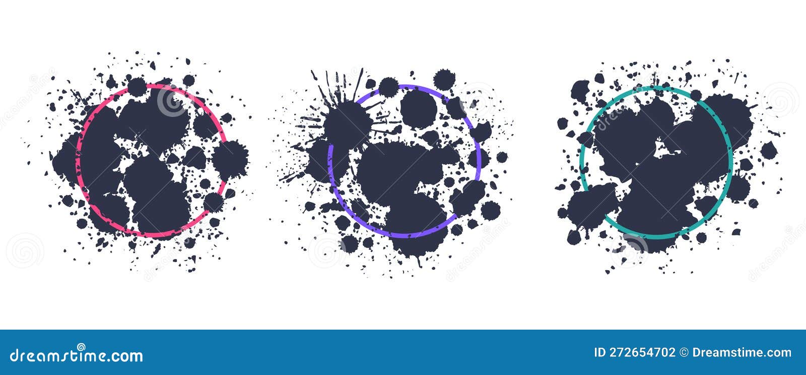 Abstract Ink Splatters Frames. Ink Splash Borders, Black Paint Frame ...