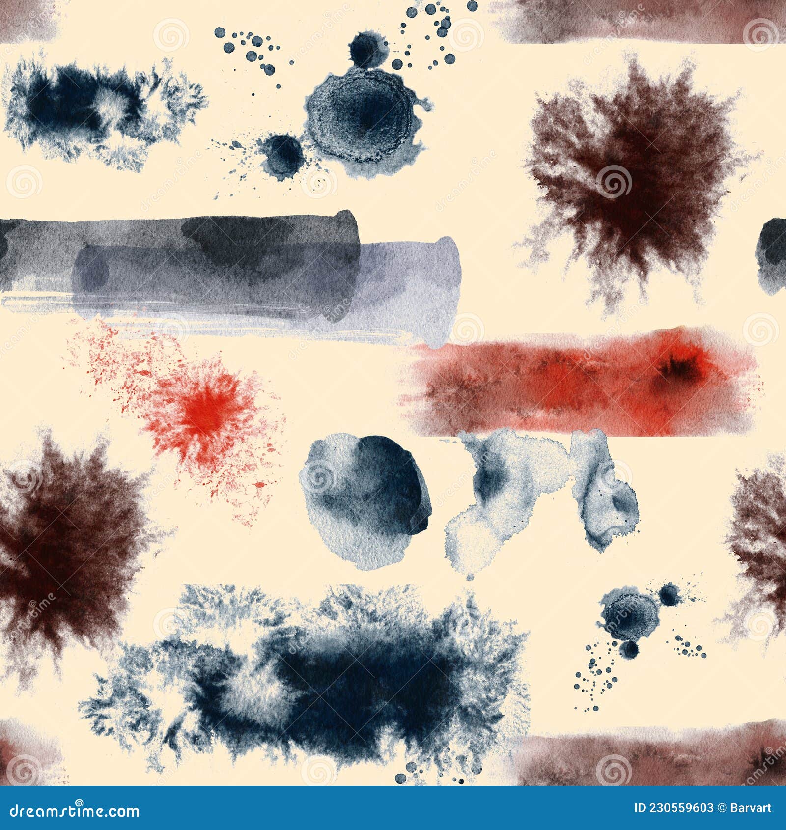 Abstract Ink Spots Seamless Pattern. Watercolor Backround of Spots ...