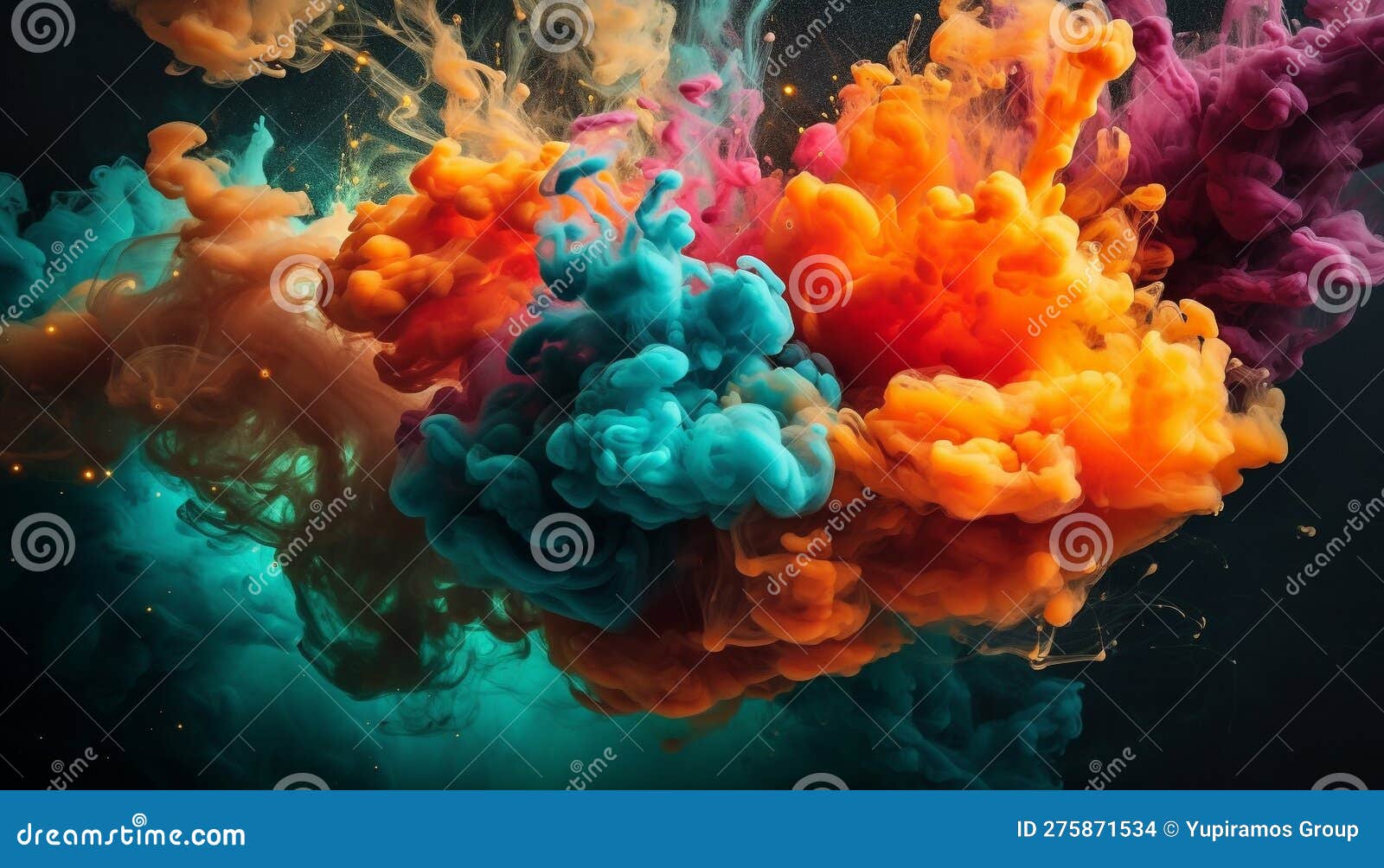 Abstract Ink Wave Exploding with Vibrant Colors Generated by AI Stock ...