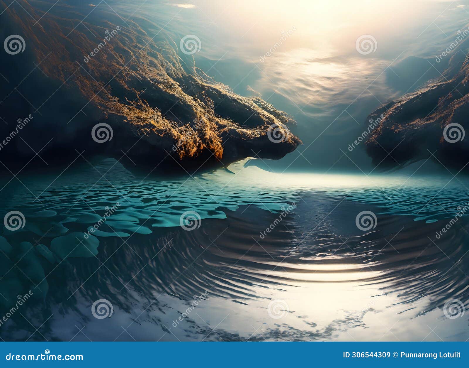 Abstract Inside Empty River and Light Swirling Surface on Digital Art ...