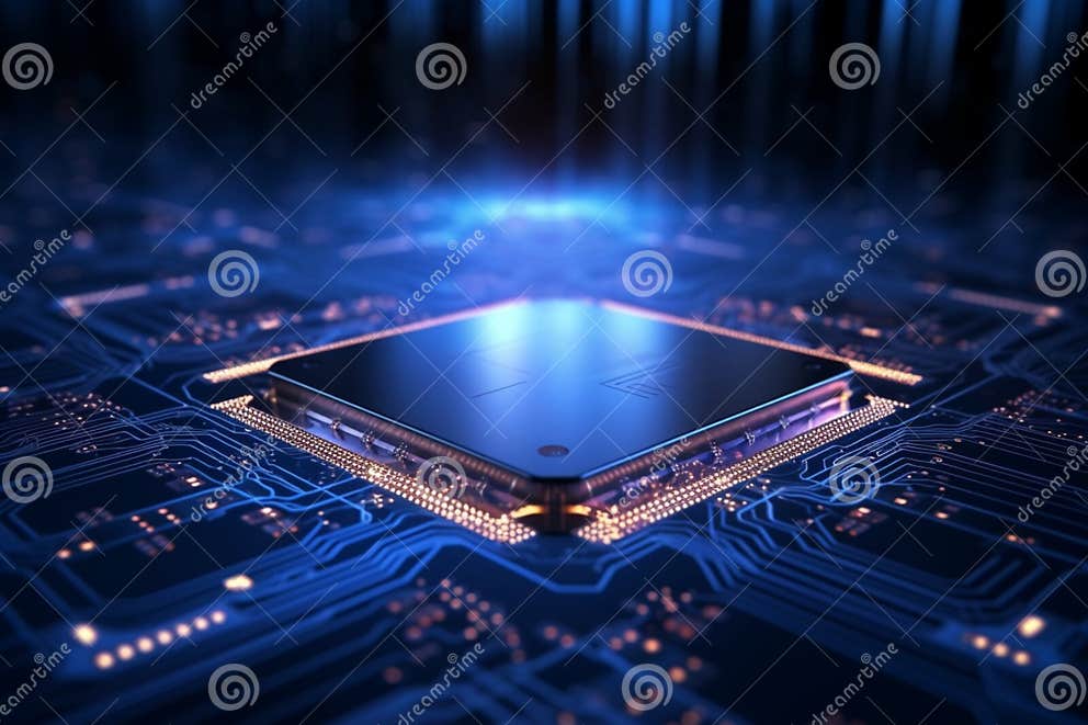 Abstract Integration Circuit Board Blends with Chip Processor, Creating ...