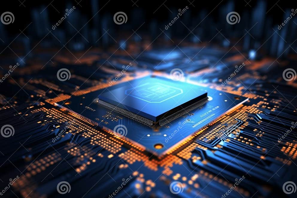Abstract Integration Circuit Board Blends with Chip Processor, Creating ...