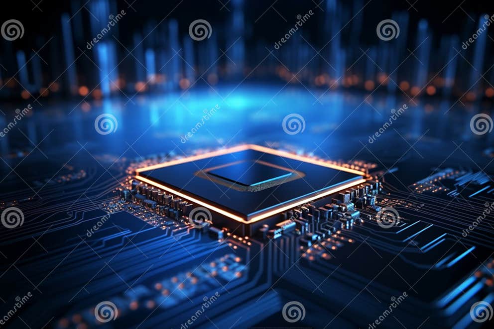 Abstract Integration Circuit Board Blends with Chip Processor, Creating ...