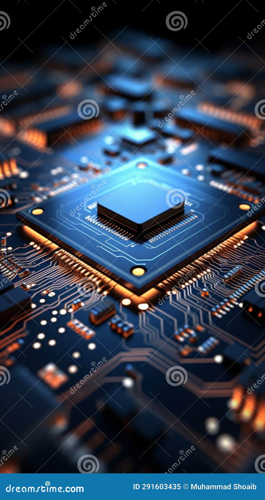 Abstract Integration Circuit Board Blends with Chip Processor, Creating ...