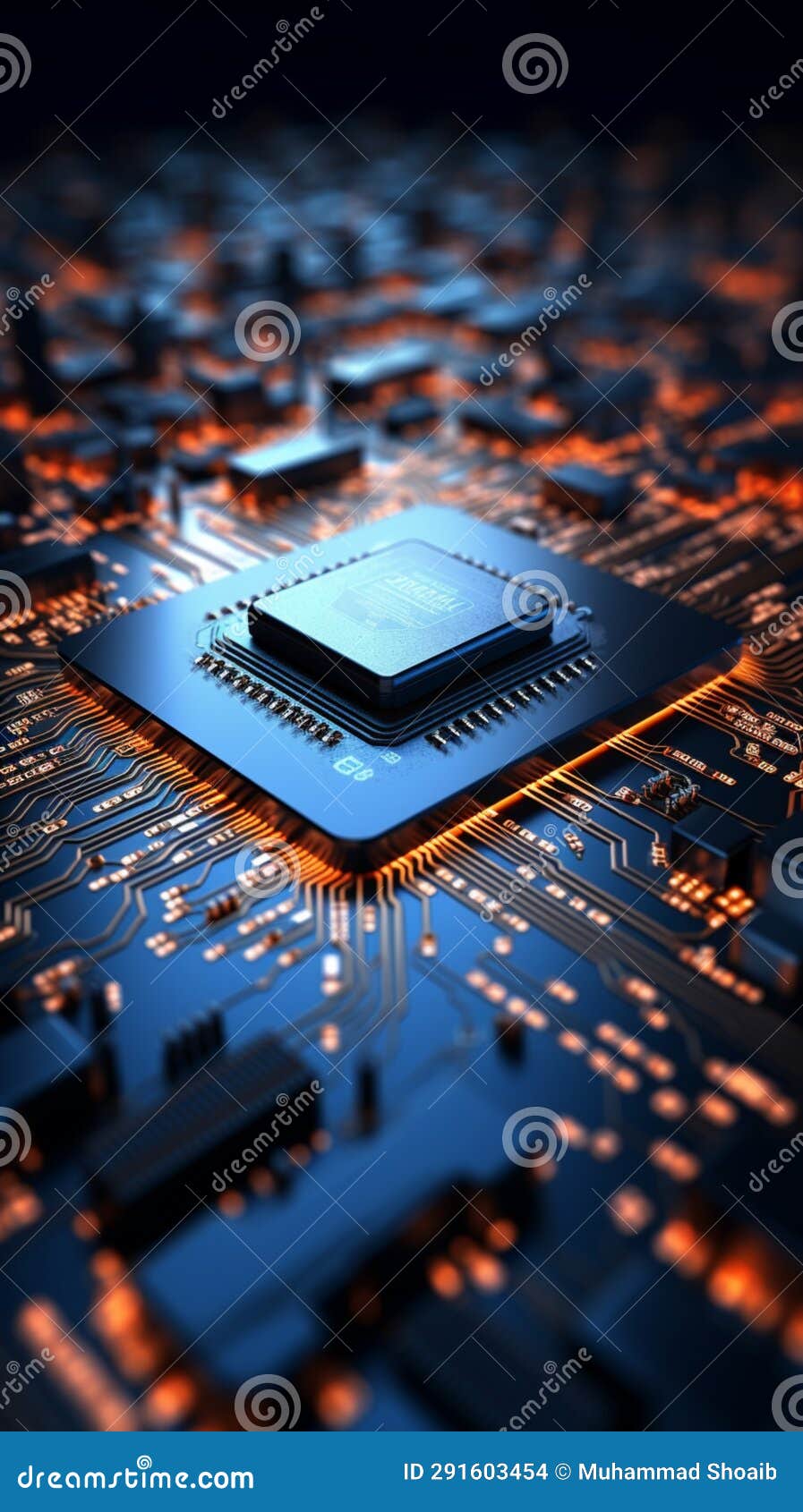 Abstract Integration Circuit Board Blends with Chip Processor, Creating ...