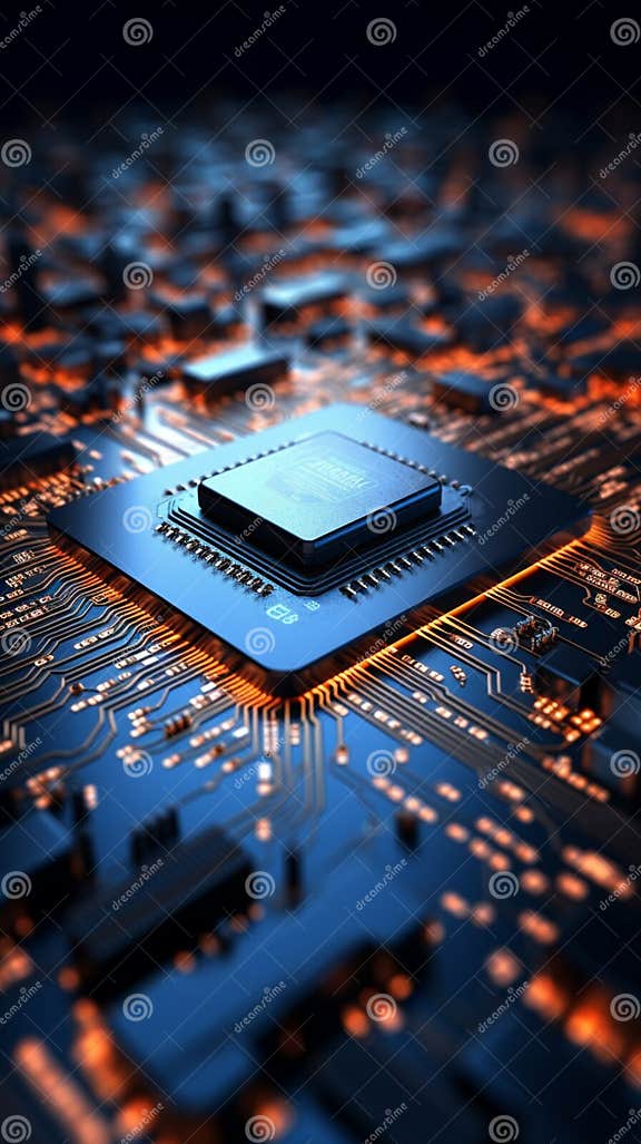 Abstract Integration Circuit Board Blends with Chip Processor, Creating a Technology Focused ...