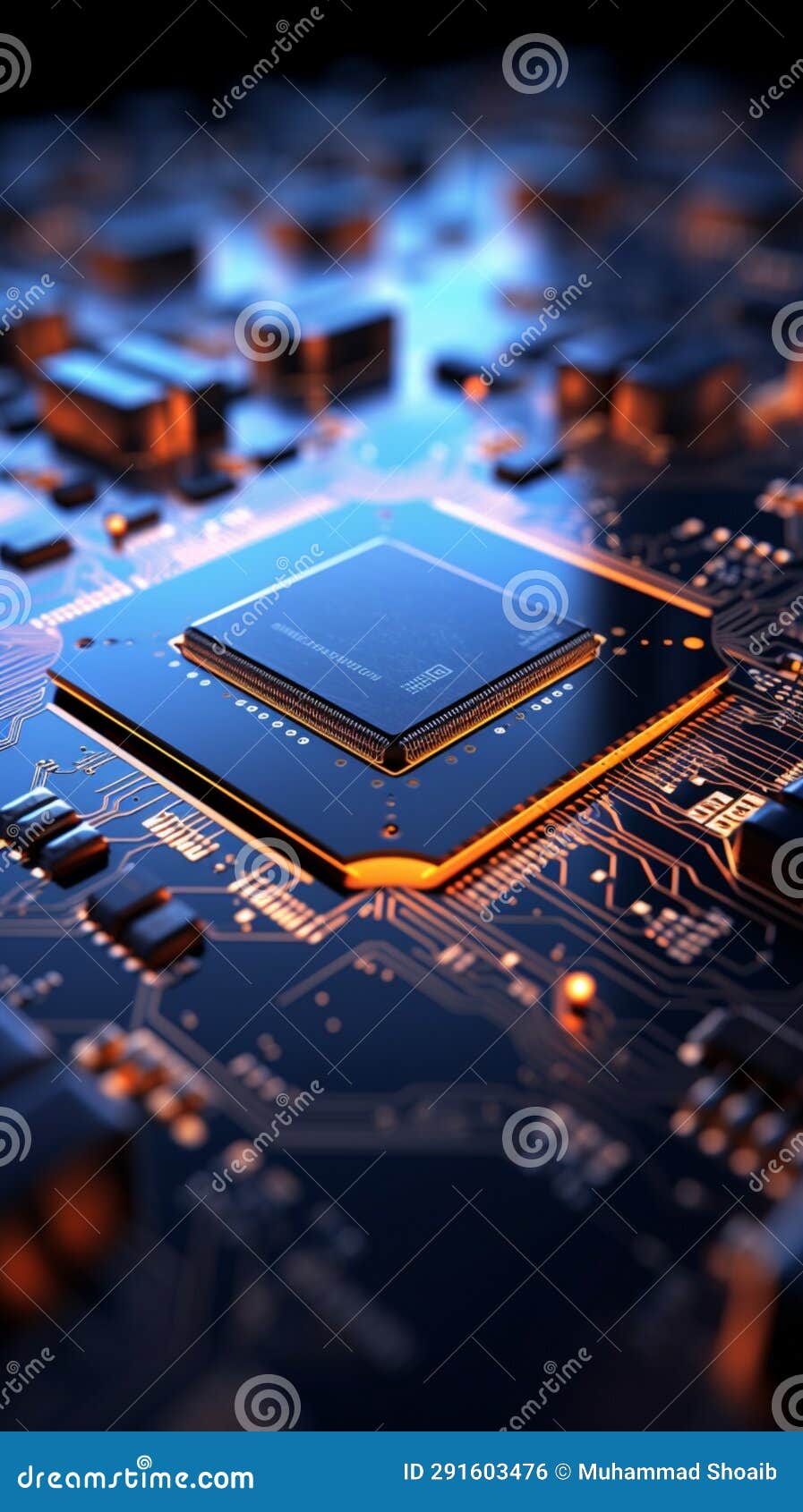 Abstract Integration Circuit Board Blends with Chip Processor, Creating ...