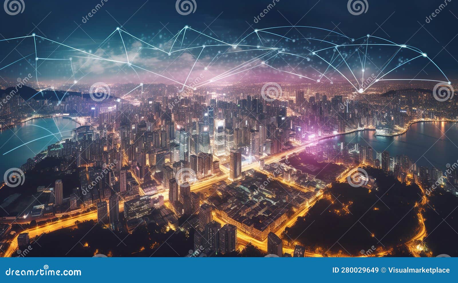 Abstract Interaction Between Ai And Digital Infrastructure Stock