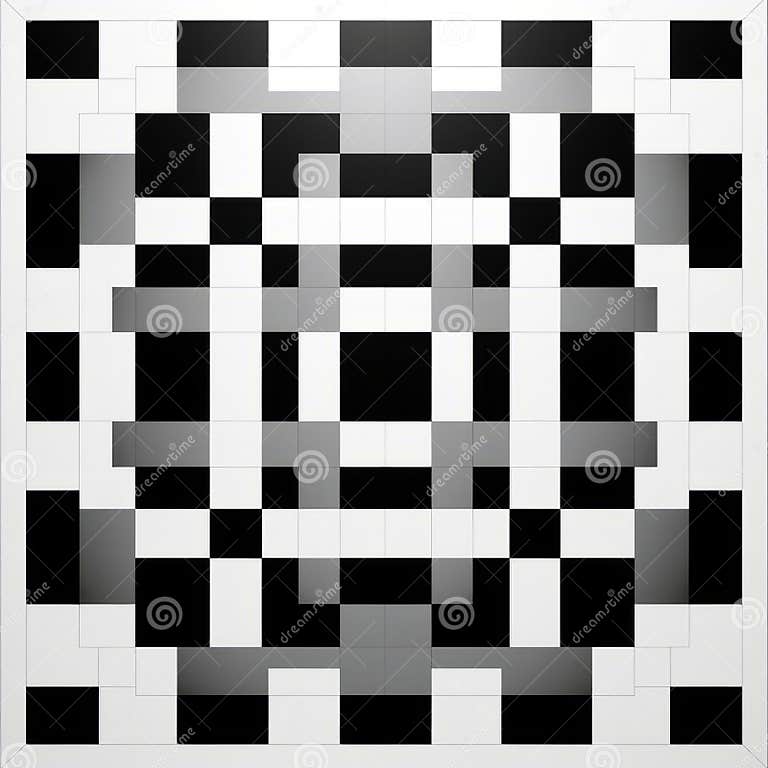 Abstract Interactive Artwork: Black and White Square Pattern with Trapped Emotions Stock ...