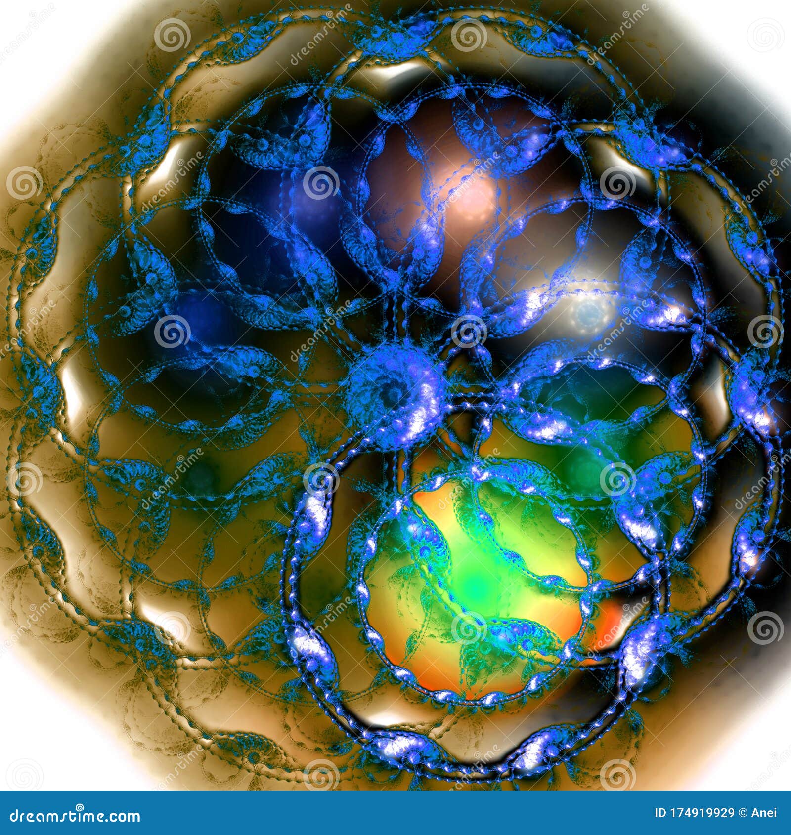 Abstract Interconnected Intersecting Rings with a Detailed Decorative ...