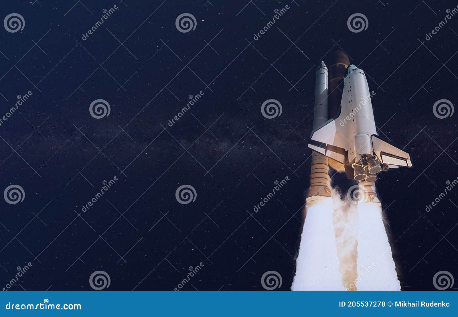 Abstract Intergalactic Spaceship Shuttle Fly To the Stars in Outer ...