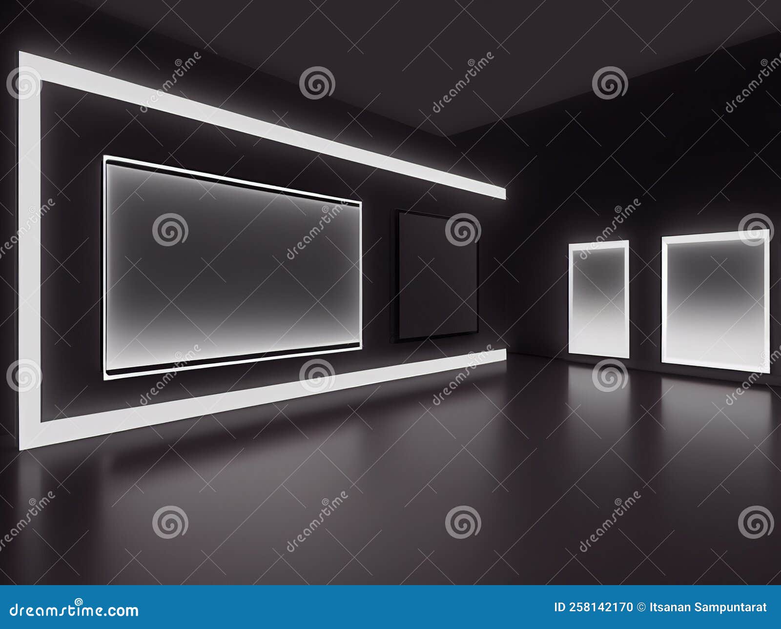 Abstract Interior Blank Wall Frames for Presentation or Advertisement ...