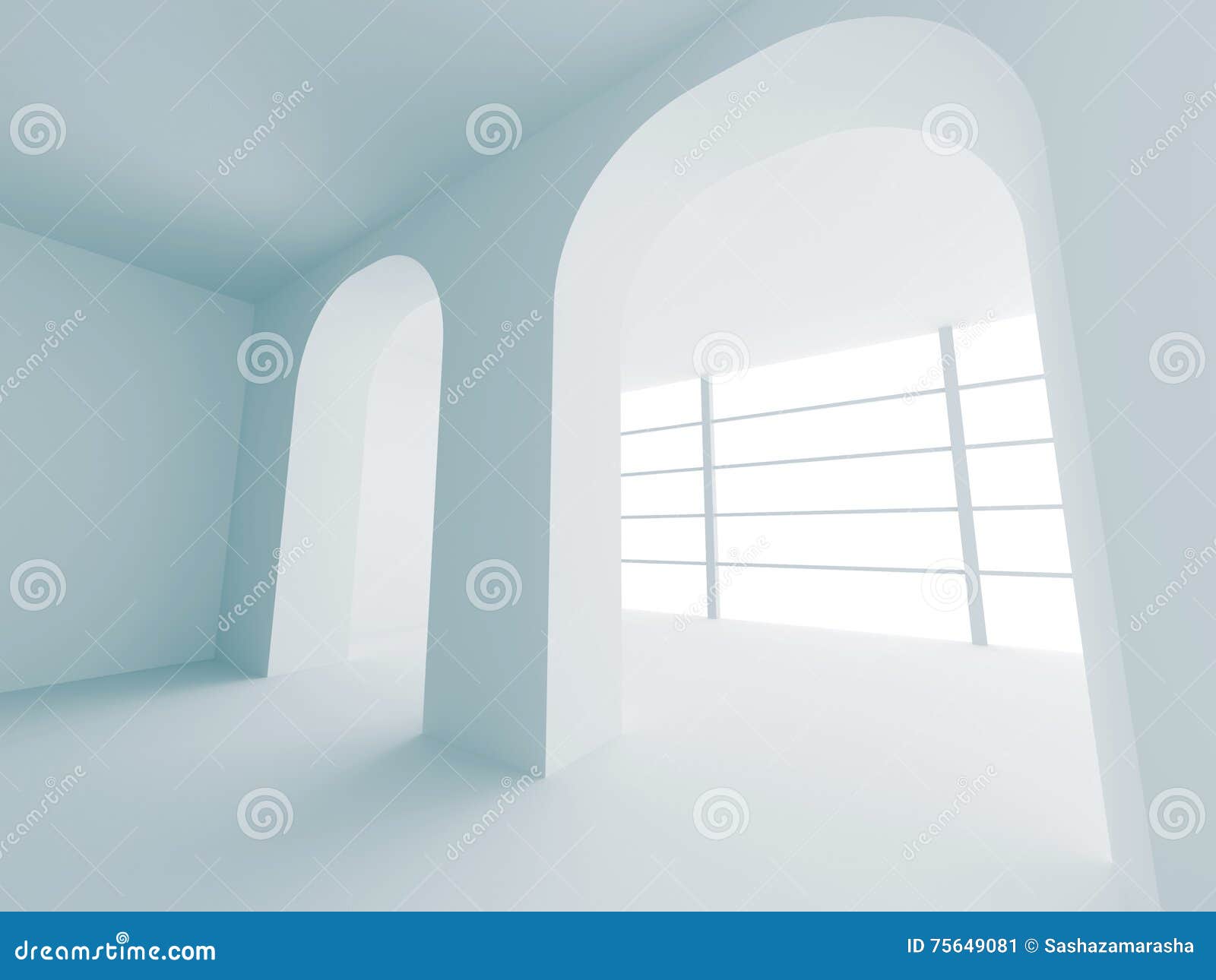 Abstract Interior Design with Columns and Window Stock Illustration ...