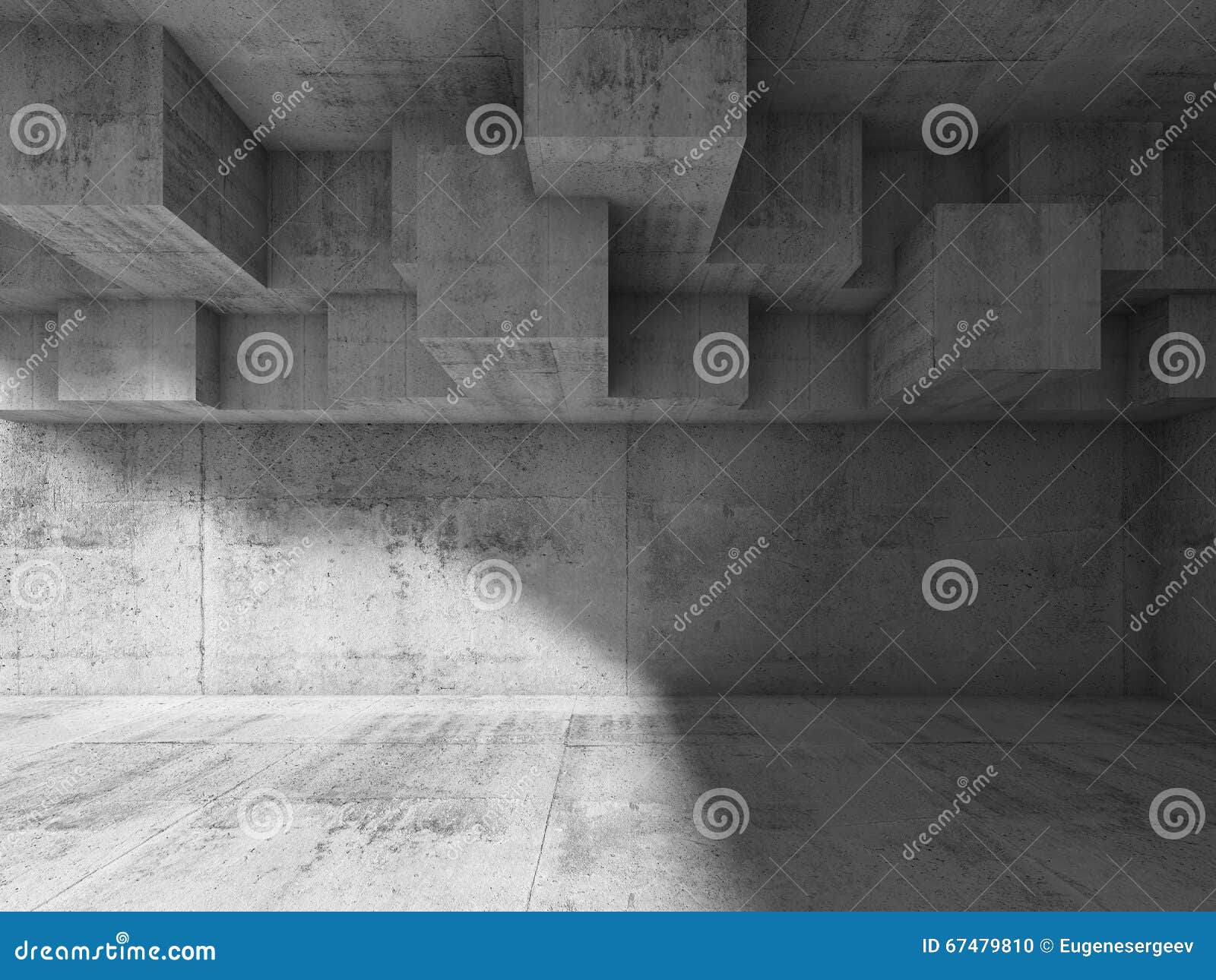 Abstract Interior Design with Cubic Structure 3 D Stock Illustration ...