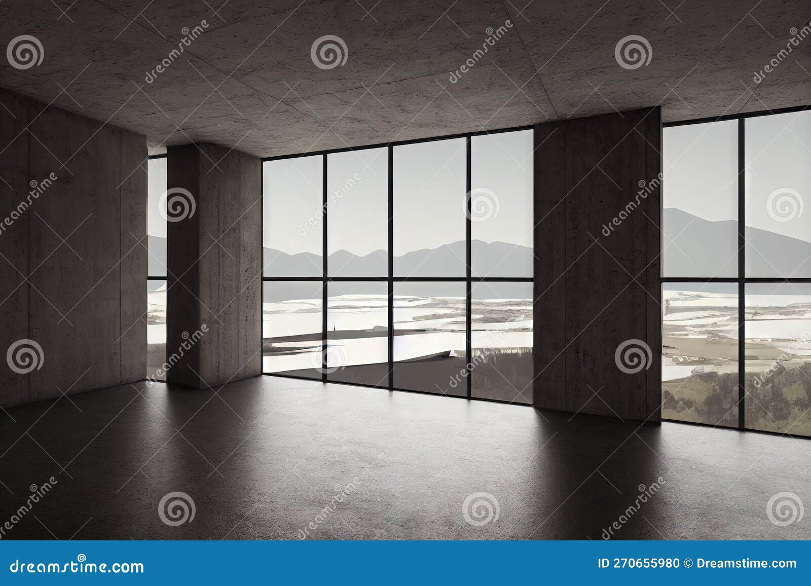 Abstract Interior Design of Modern Showroom with Empty Floor. Stock ...