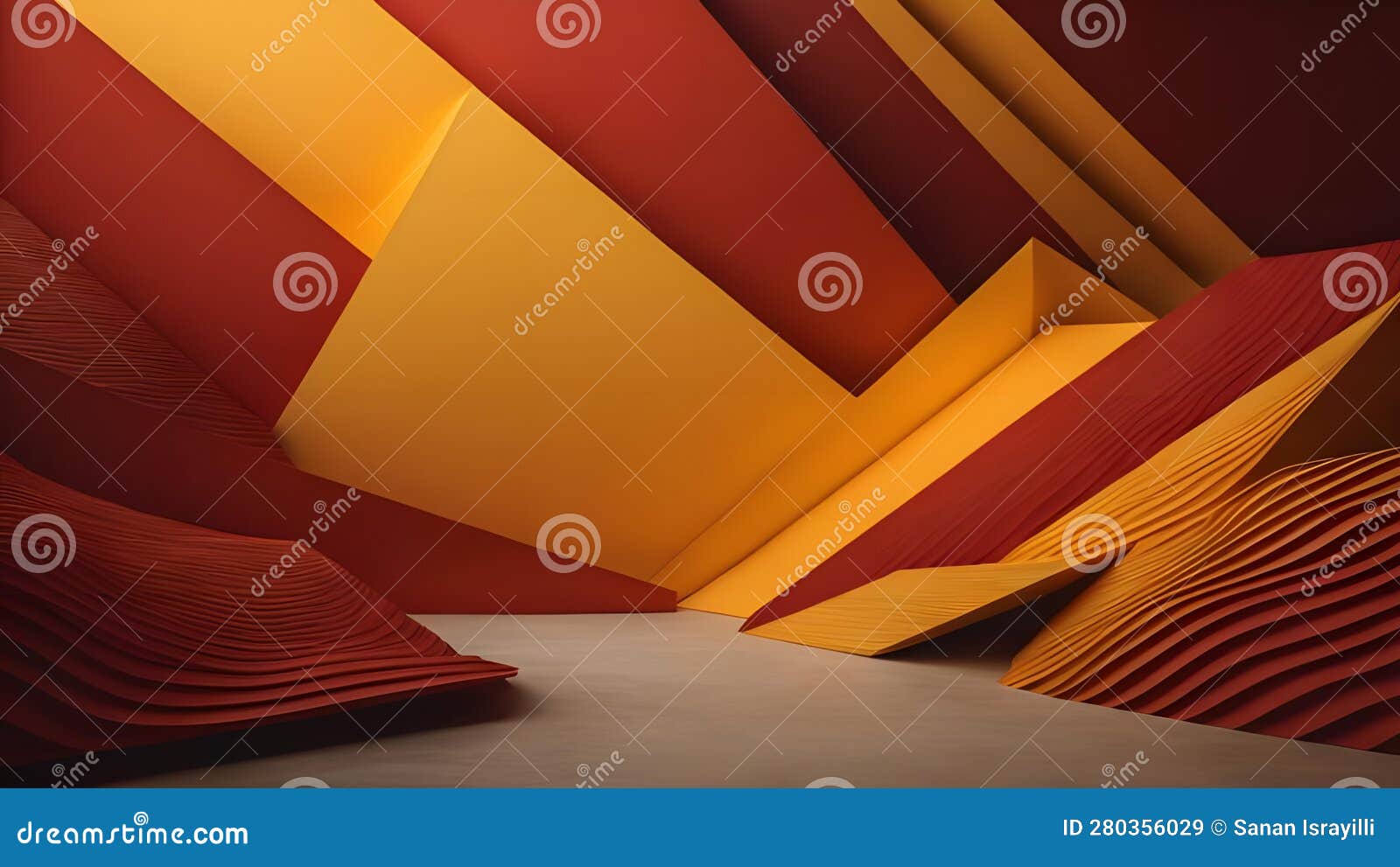 Abstract Interior with Red and Yellow Geometric Shapes. Generative Ai ...