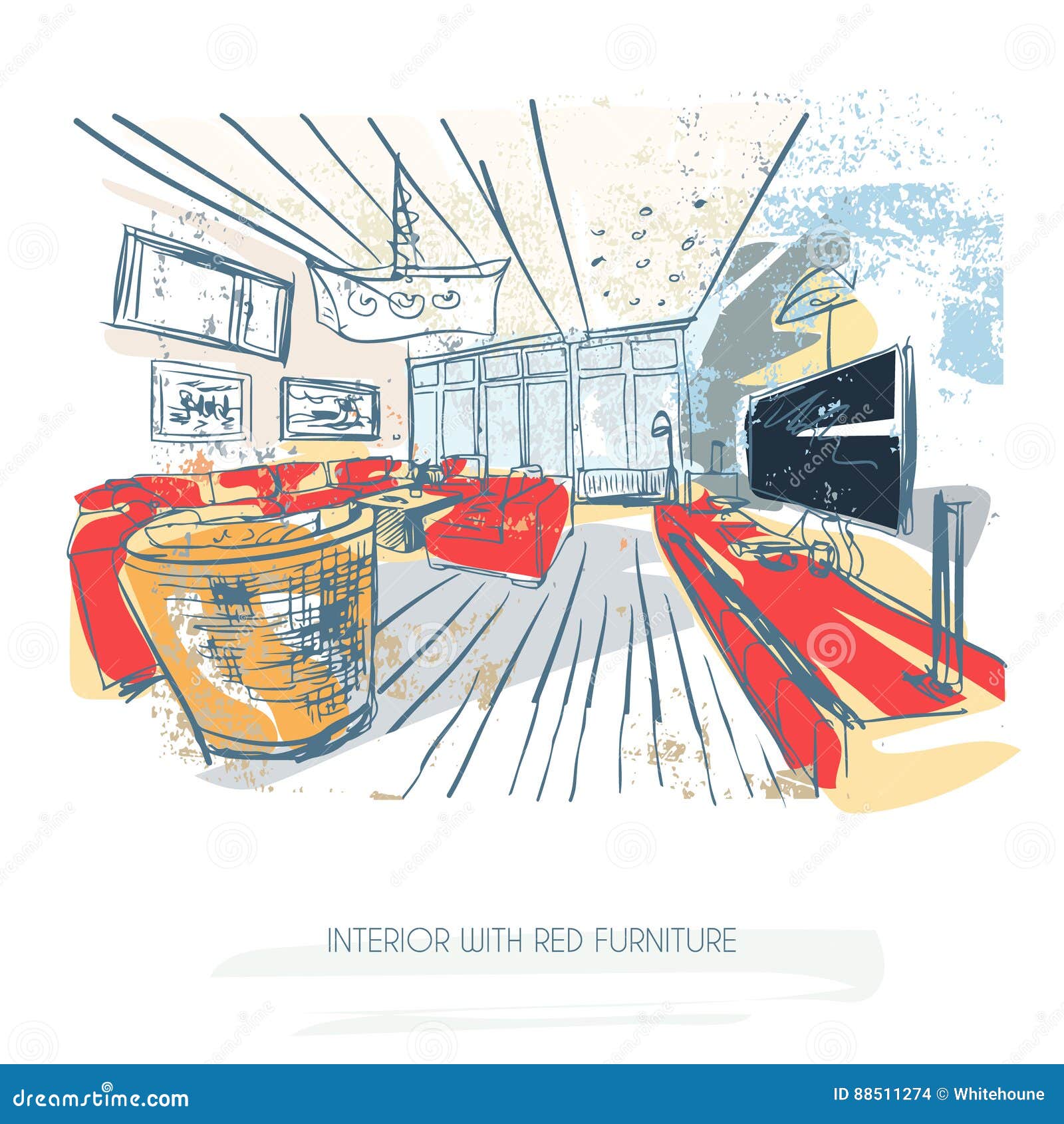 Abstract interior sketch stock vector. Illustration of background ...