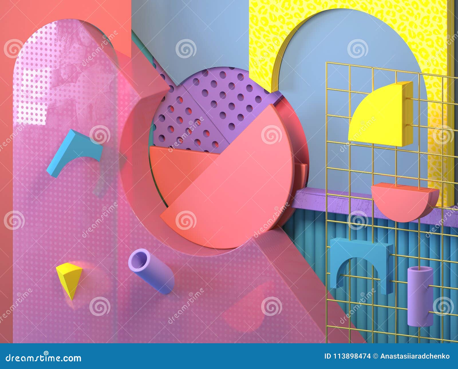 Abstract Interior Space in Memphis Style. Stock Illustration ...