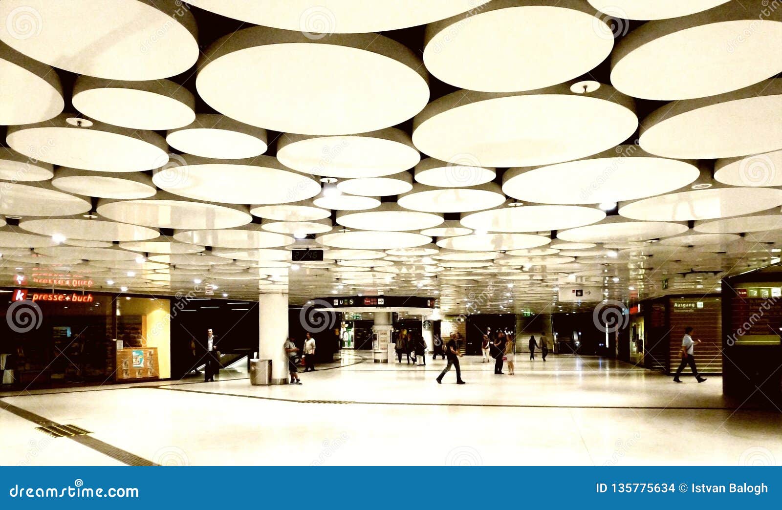 Abstract Interior of Metro Station with Circular Ceiling Decor Elements ...