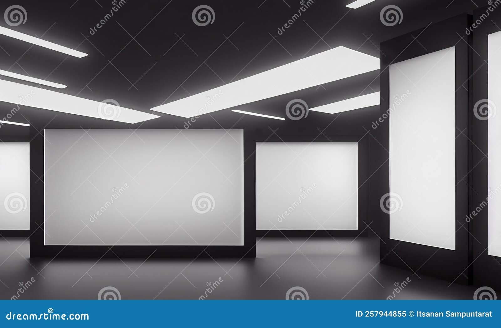 Abstract Interior White Wall Frames for Presentation Stock Illustration ...