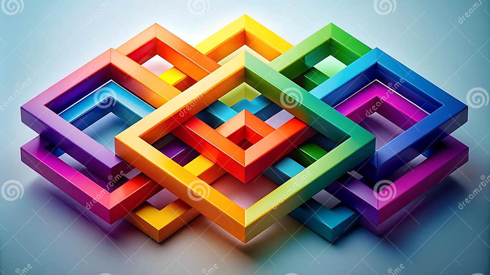 Abstract Interlocking Geometric Forms in Vibrant Hues Generative AI ...