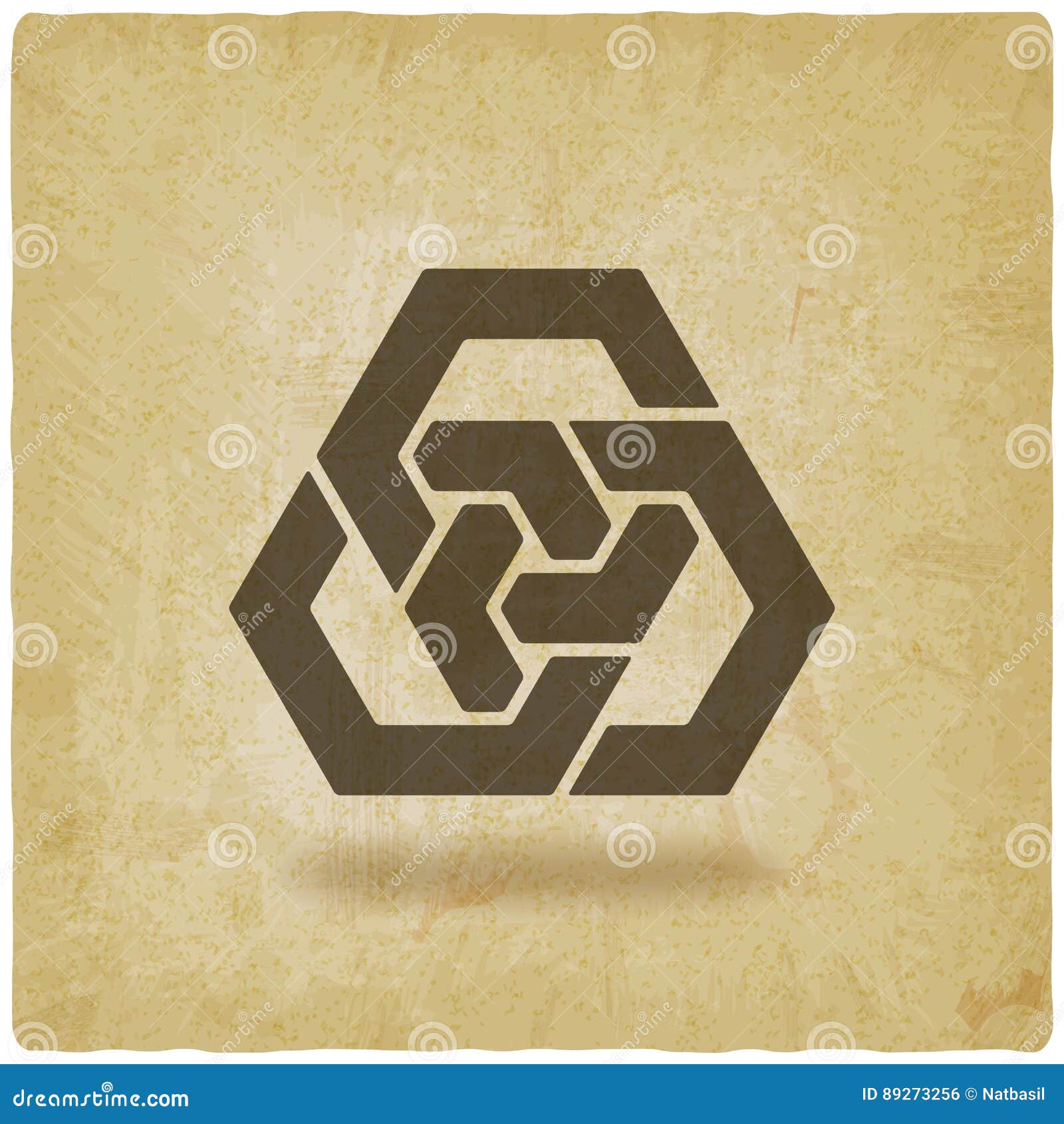 Hexagram Interlocking Symbol On Vintage Background Cartoon Vector ...