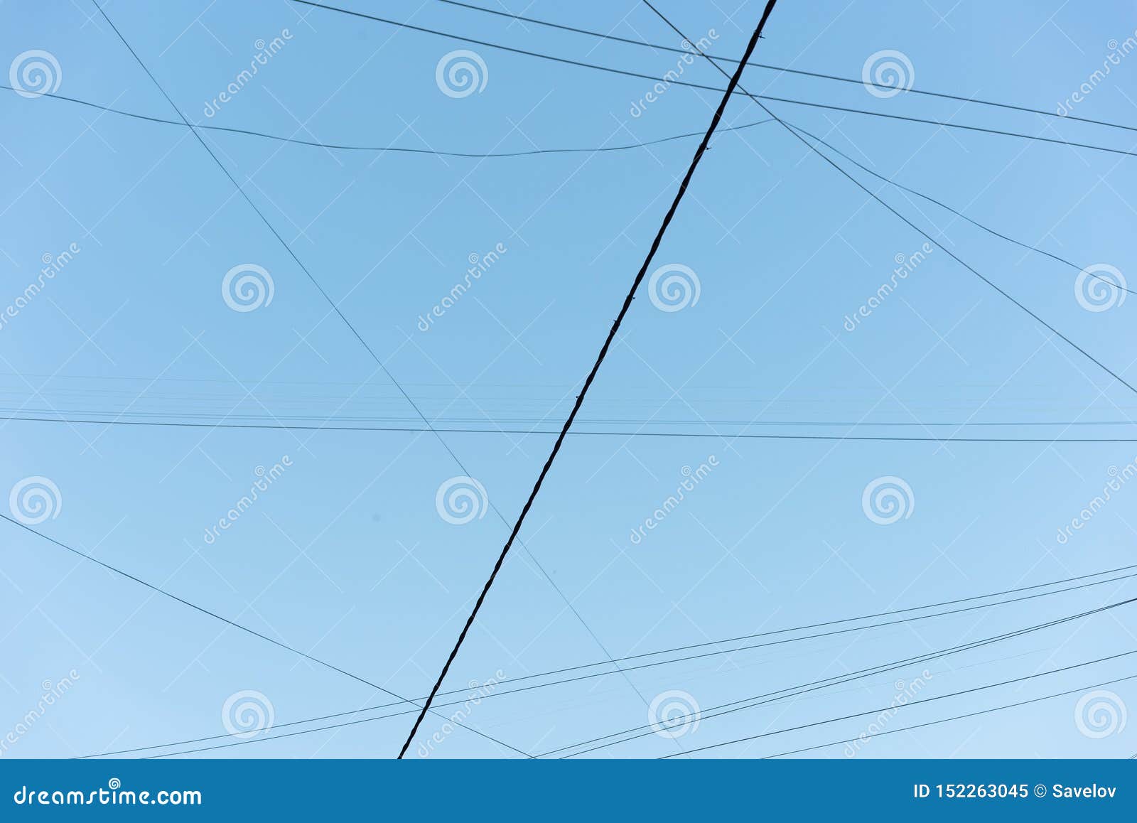 Abstract Intersecting Wires Against a Blue Sky Stock Image - Image of ...