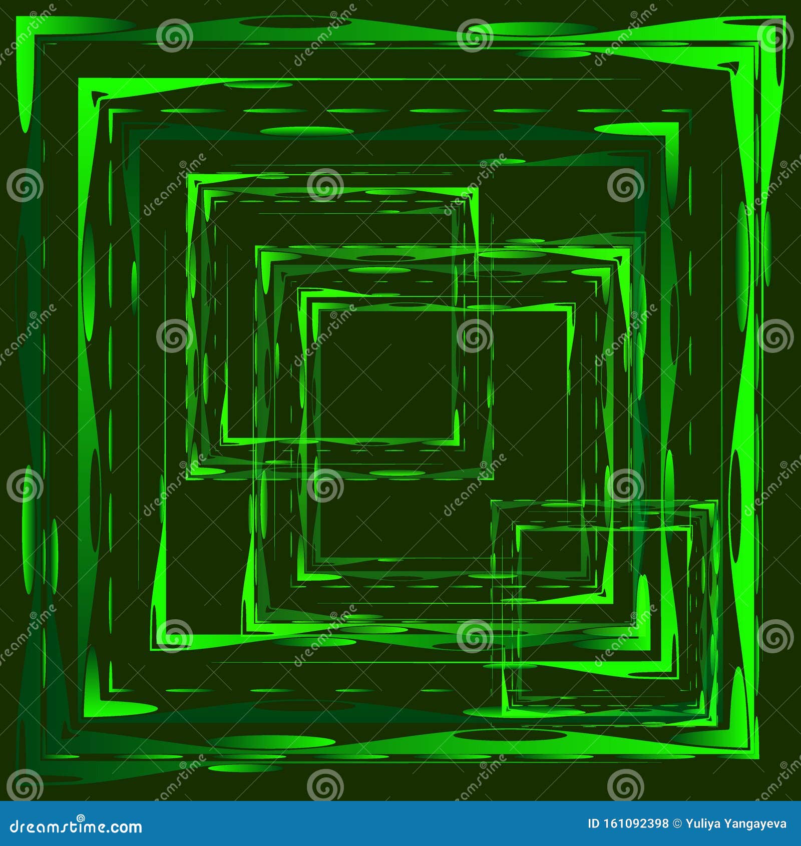 Abstract Intersection of Bright Green Rectangular Curly Objects Stock ...