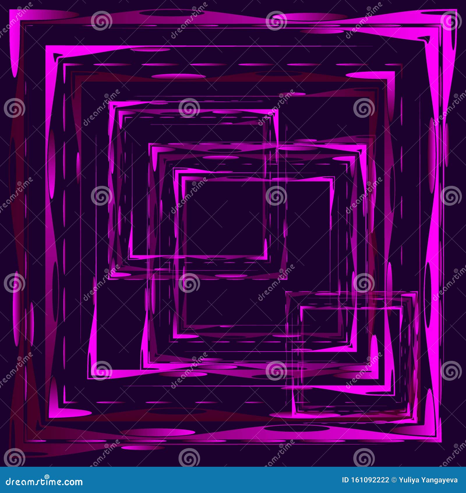 Abstract Intersections of Bright Purple Luminous Rectangular Curly ...