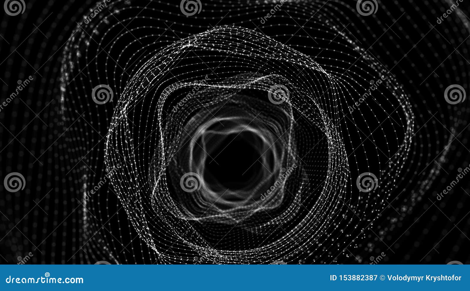 Abstract Interstellar Tunnel or Portal. 3D Wormhole with a Mesh ...