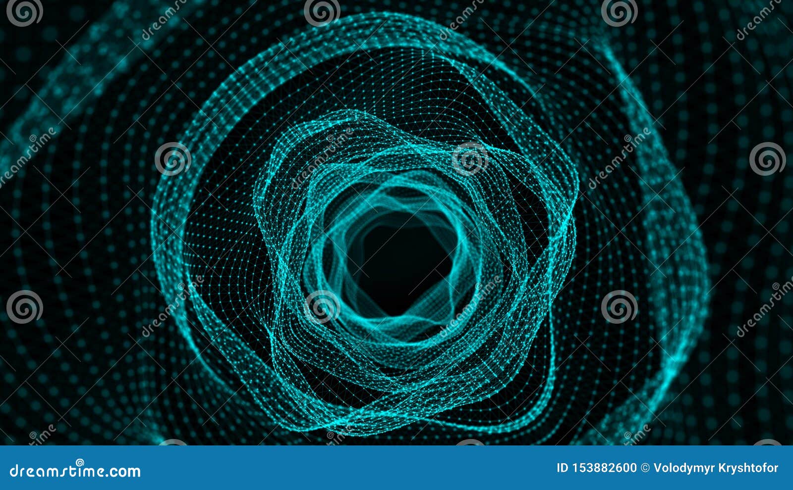 Abstract Interstellar Tunnel or Portal. 3D Wormhole with a Mesh ...
